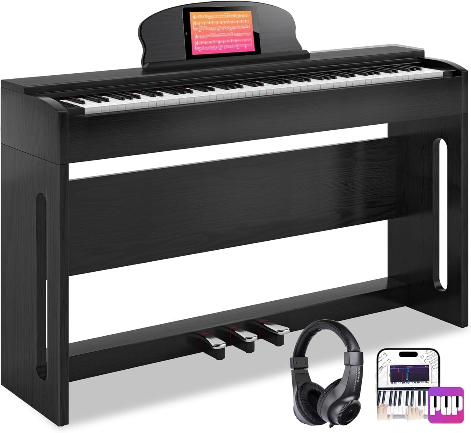 AODSK 88-Key Weighted Hammer Action Digital Piano with Speakers,Furniture Stand and Triple ...