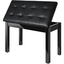 HOMCOM Piano Bench, Duet Piano Chair with Faux Leather Padded Cushion ...