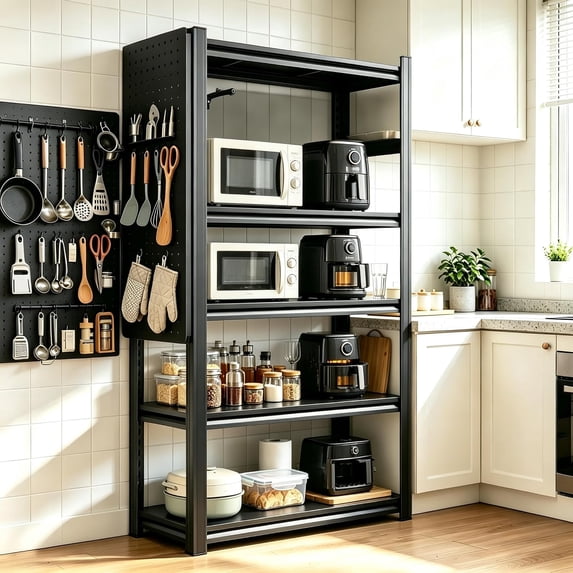 AOEIUY Kitchen Storage Shelf 5 Tier Heavy Duty Metal Bakers Rack with ...