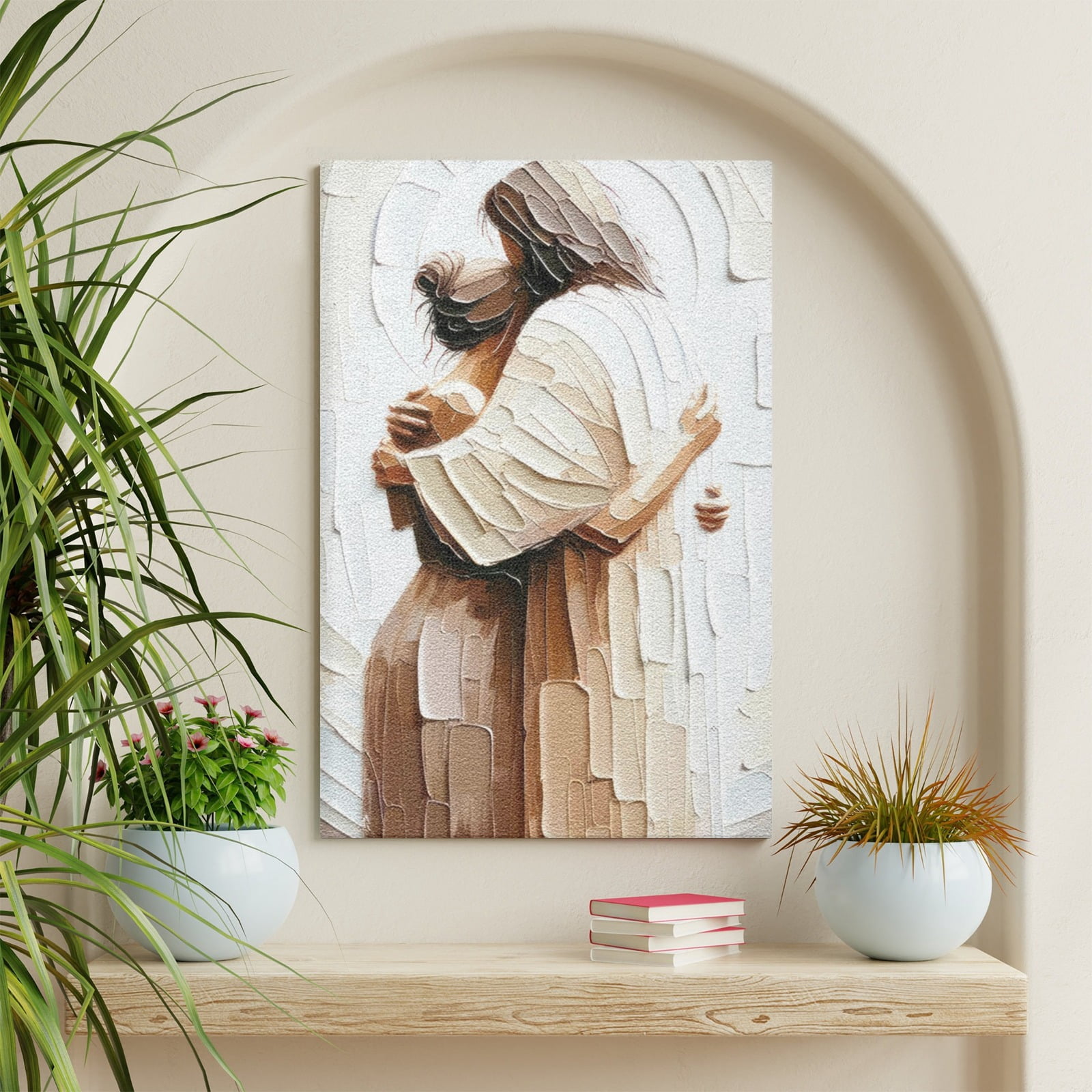 AOEX 3D Textured Jesus Embracing Woman Wall Art, Safe in His Arms ...