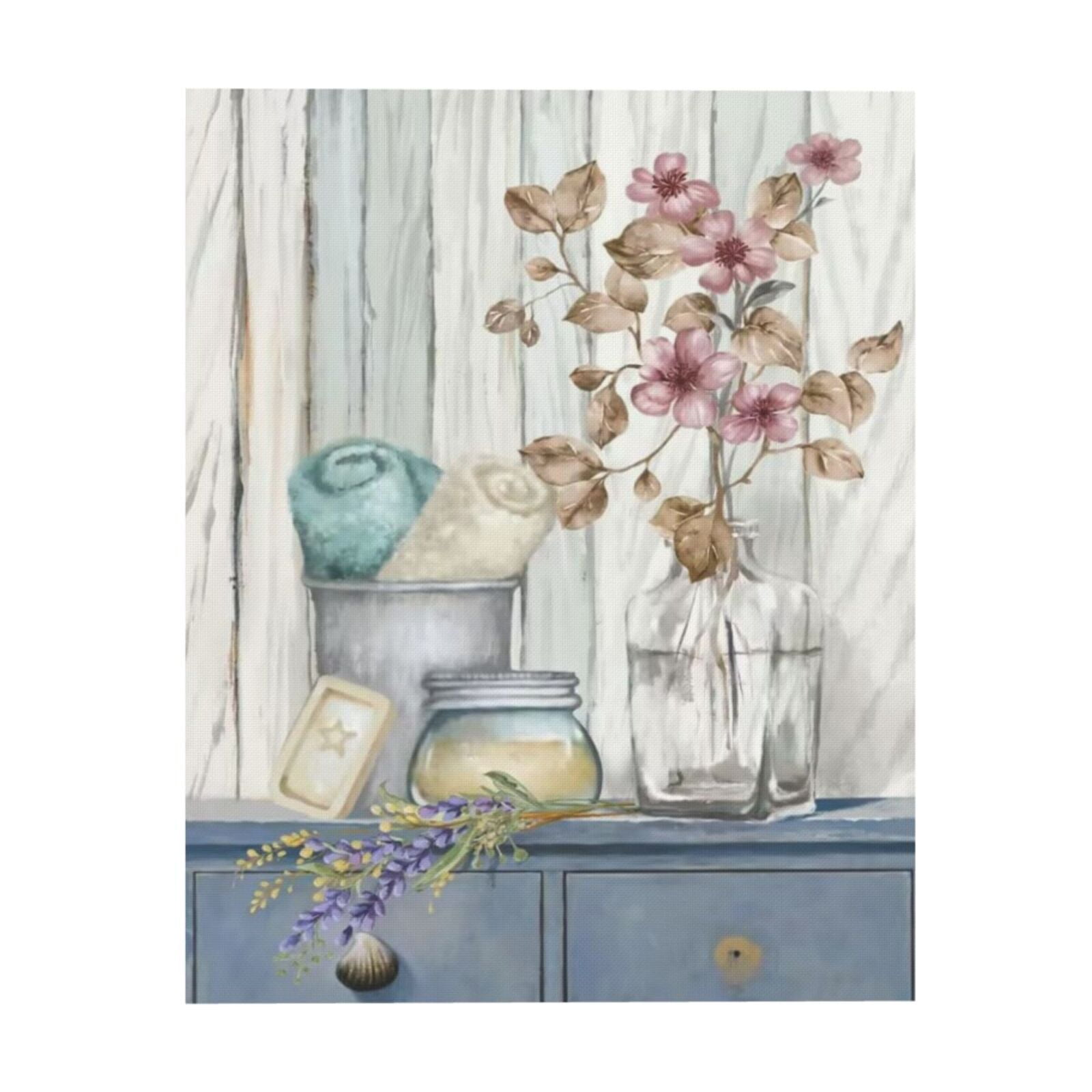 AOEX Bathroom Decor Wall Art Farmhouse Flower Pictures Floral Bathroom ...