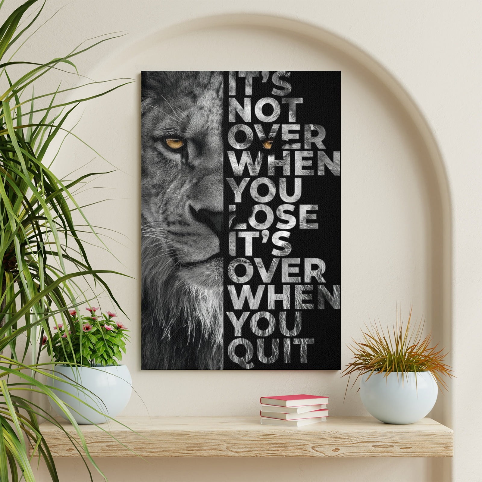 AOEX Black and White Lion Head Portrait Wall Art Inspirational Canvas ...