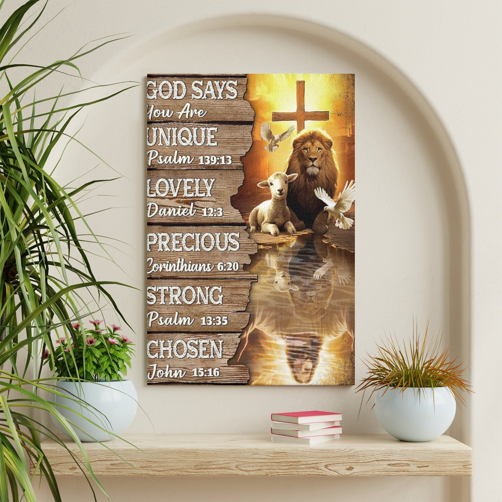 AOEX Christian Lion Wall Art Scripture Bible Verse Wall Decor Lion of Judah Poster Religious ...