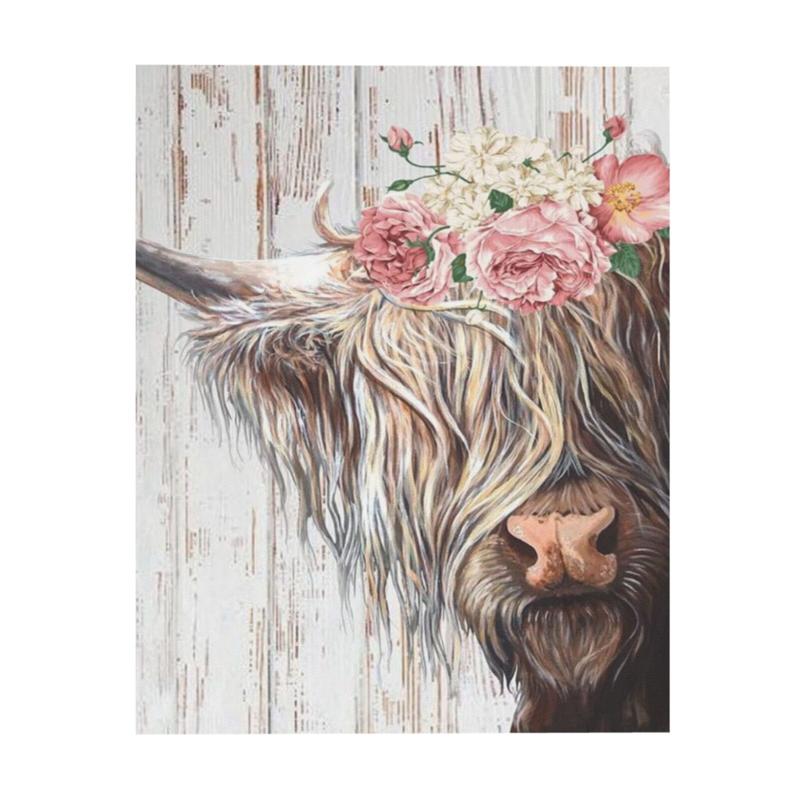 AOEX Cute Highland Cow Country Farmhouse Canvas Printing Rustic Decor ...