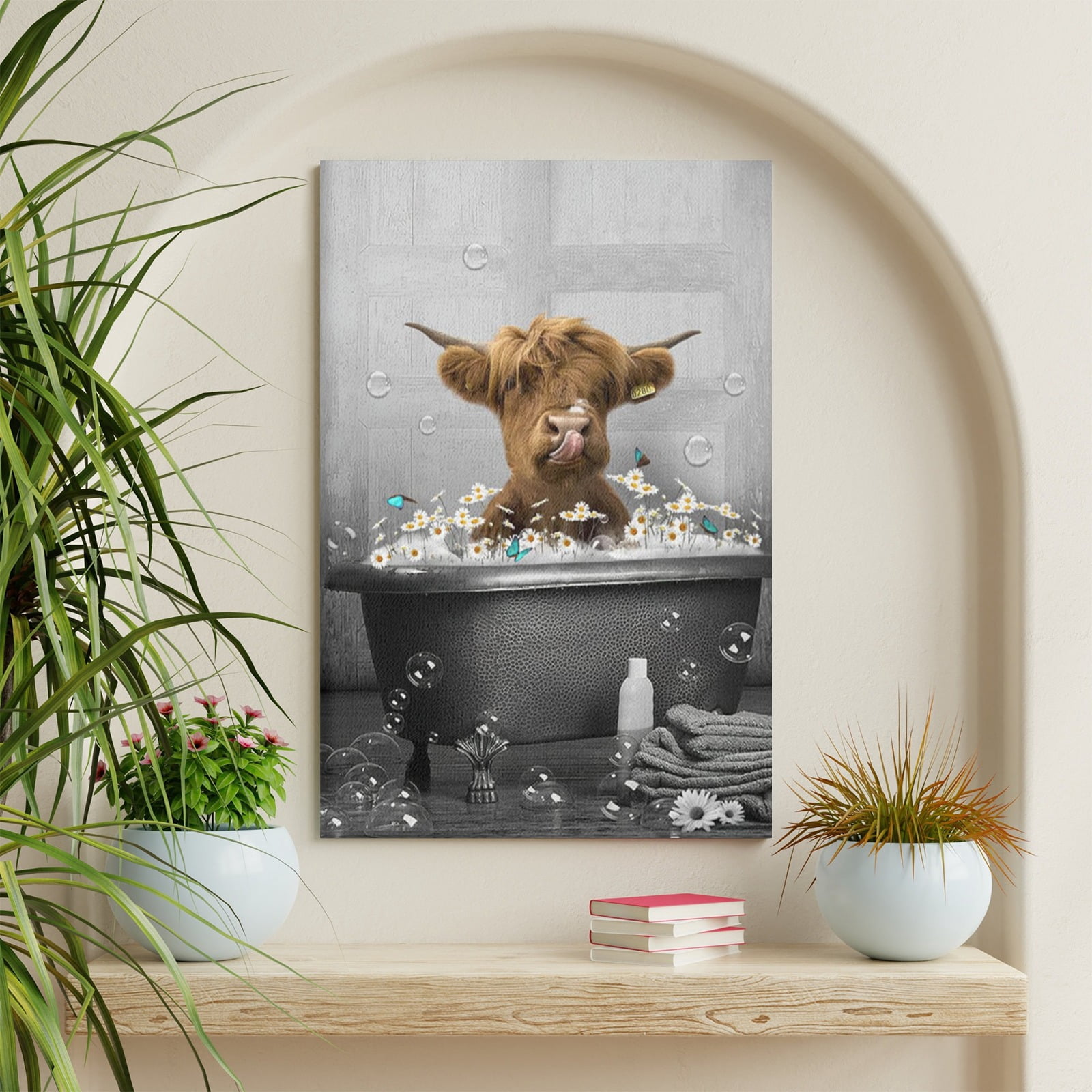 AOEX Cute Highland Cow Wall Art and White Cow Bathroom Decor Pictures ...