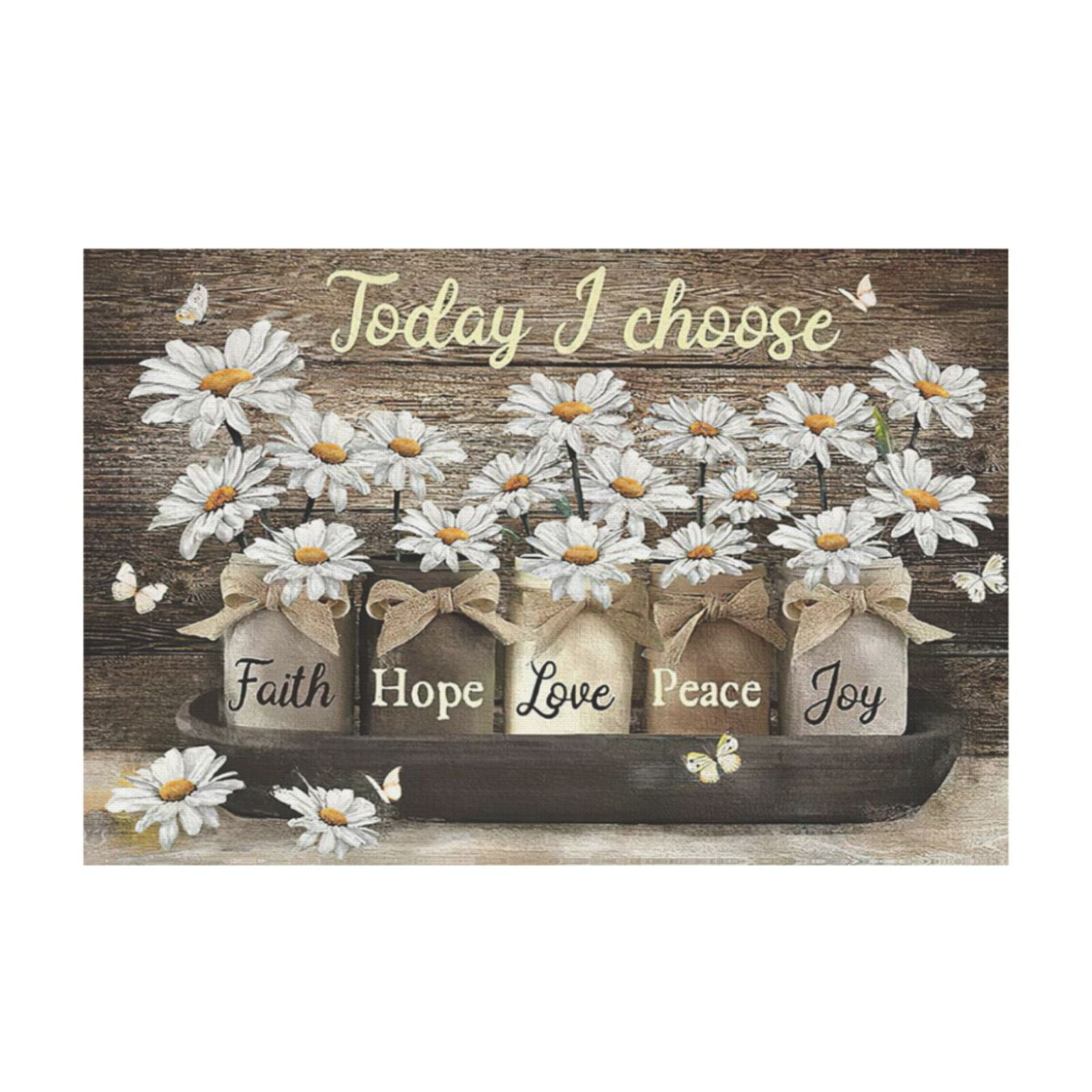 AOEX Daisy Canvas Wall Art Country White Daisies Butterfly Flowers Wall ...