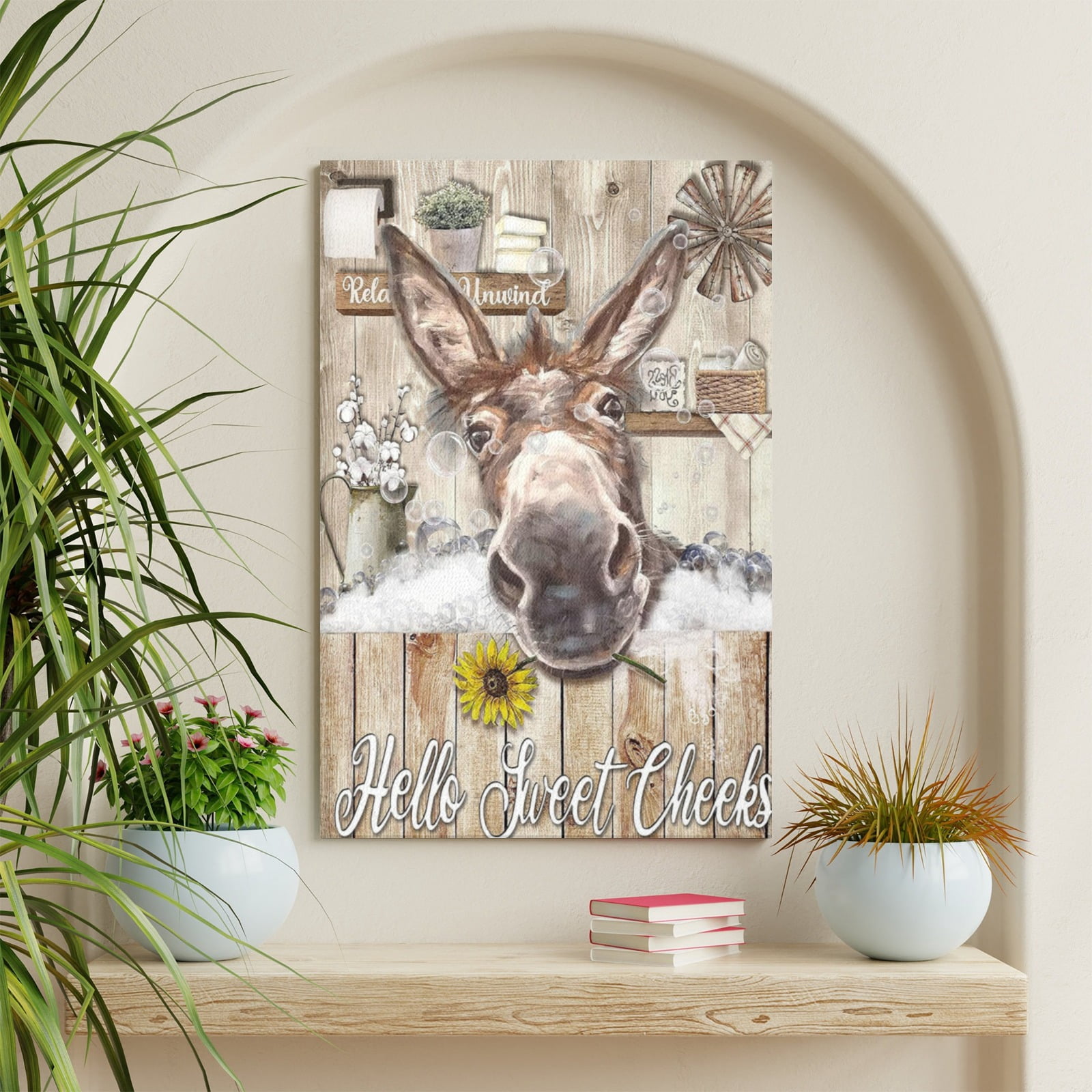 AOEX Donkey Wall Art Rustic Donkey Bathroom Decor Farmhouse Pictures ...