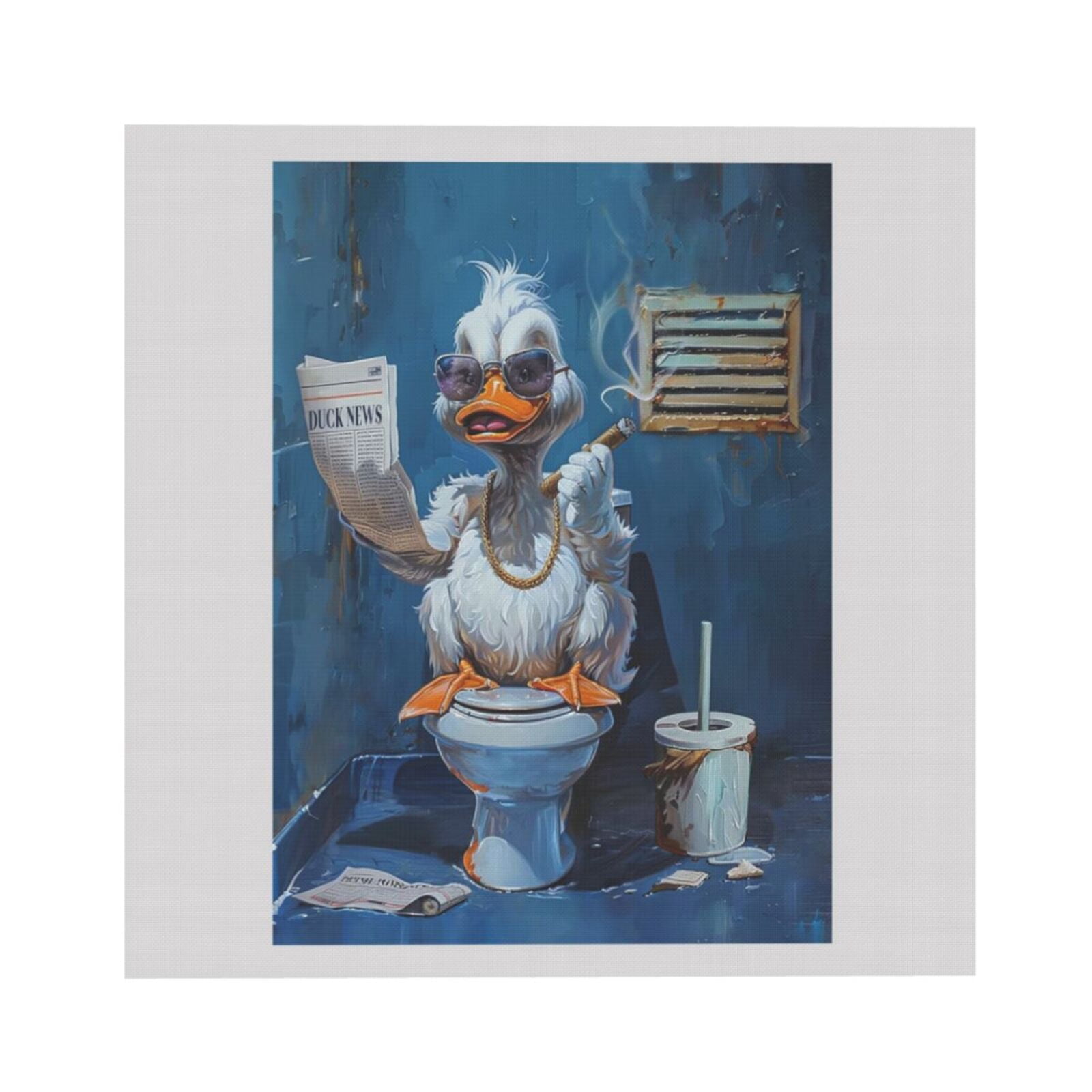 AOEX DuckWall Art Funny Duck On The Toilet Reading NewspaperPictures ...