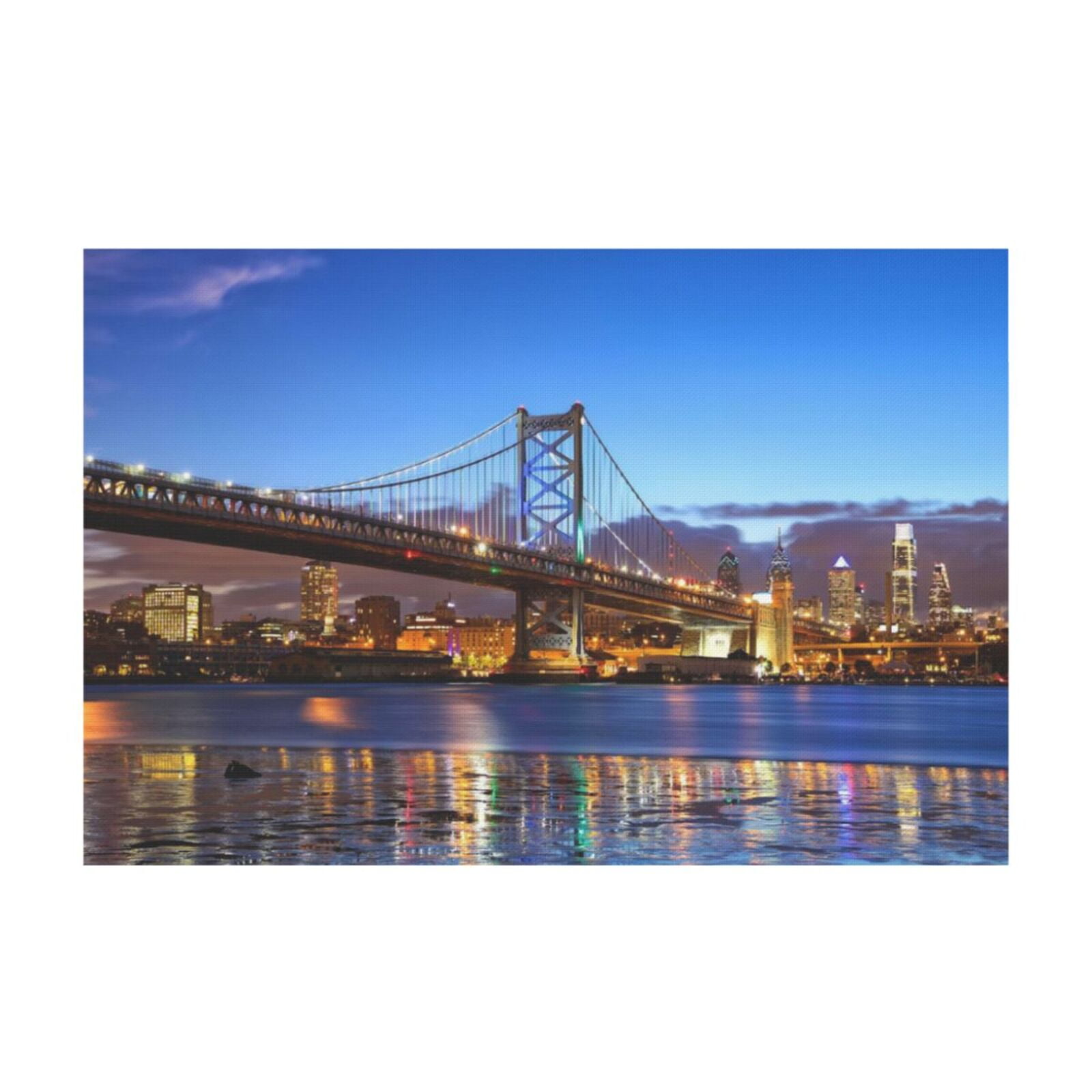 AOEX Dusk Franklin Bridge Wall Art Philadelphia Skyline Wall Decor USA ...