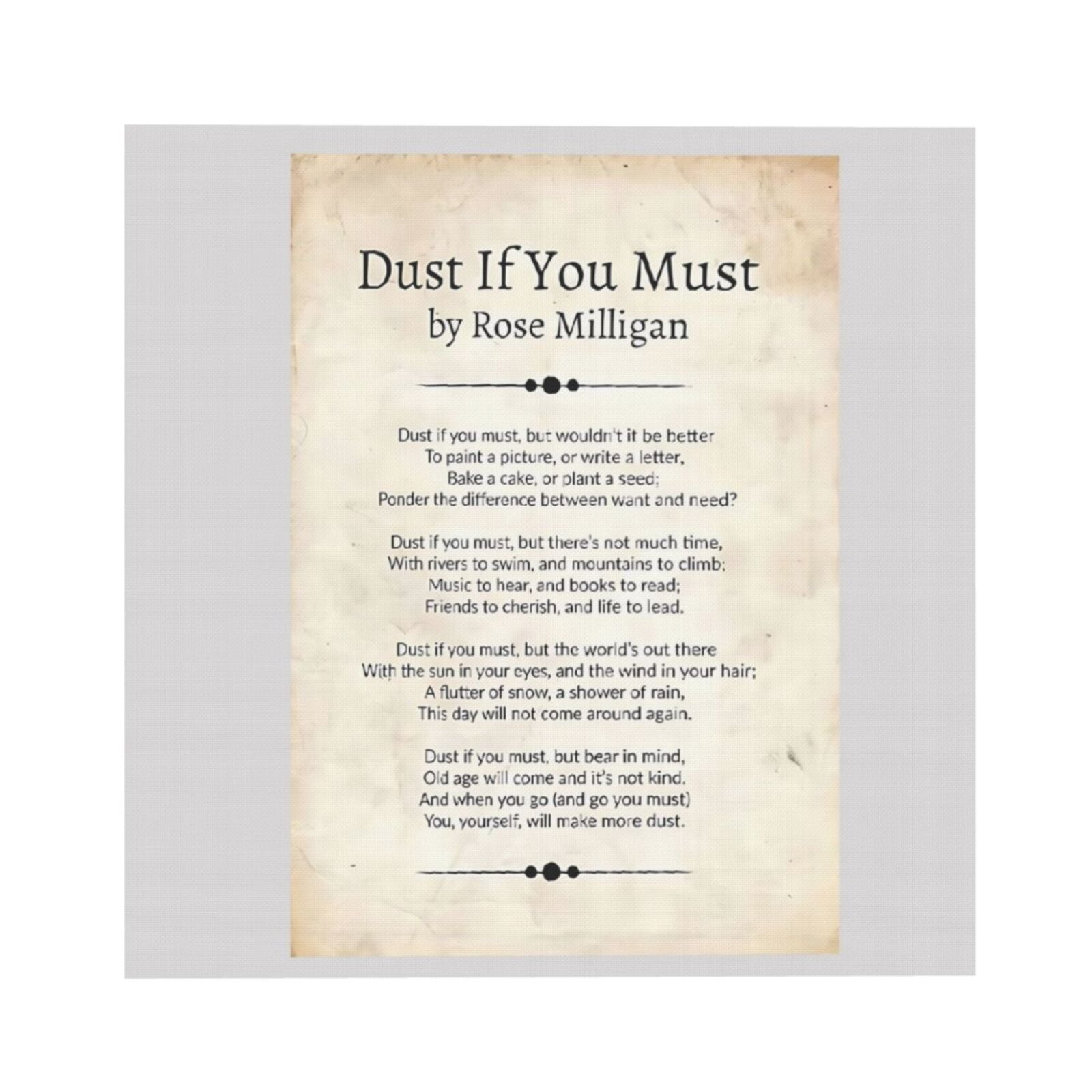 AOEX Dust If You Must Poem Posters Quotes Wall Decor Poetry Vintage ...
