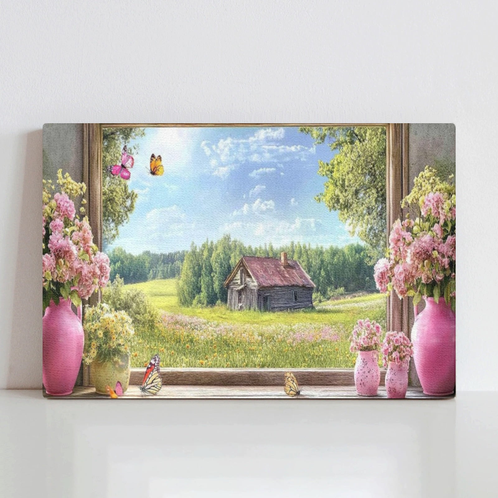 AOEX Farmhouse Large Wall Art for Living Room Nature Pink Flowers ...
