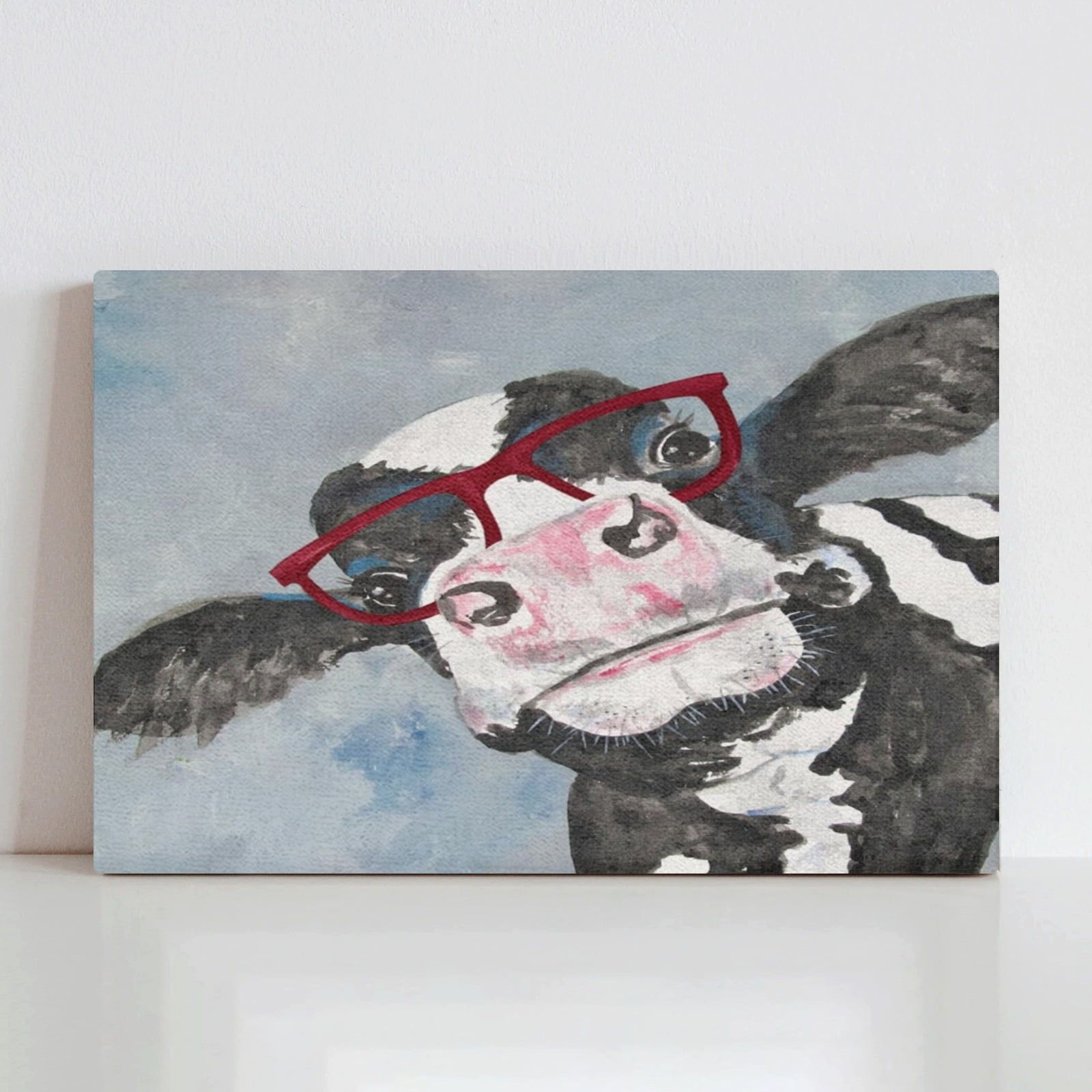 AOEX Farmhouse Milk Cow Canvas Wall Art Funny Animal Wearing Red ...