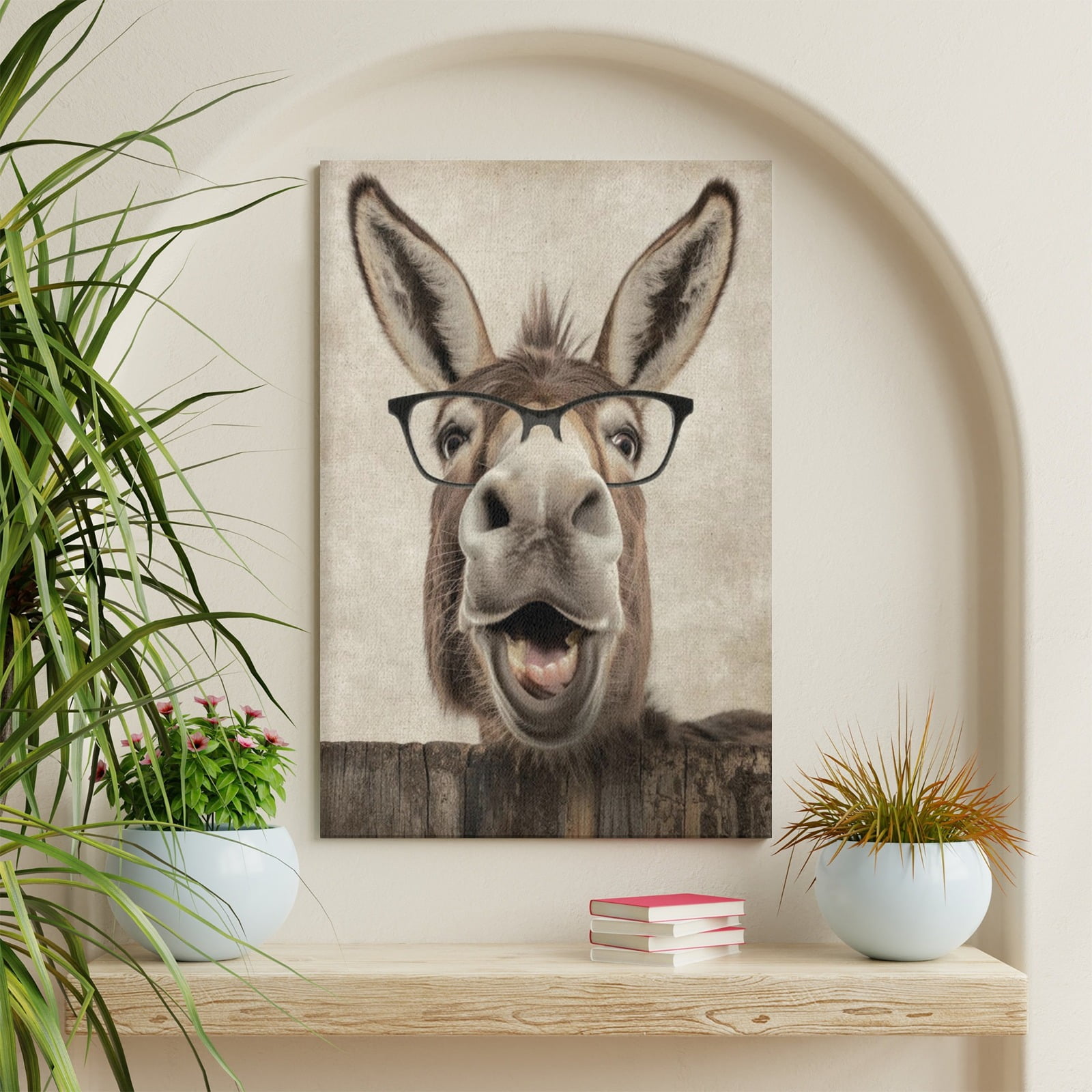 AOEX Farmhouse Wall Art Funny Donkey Wearing Glasses Picture Humor ...
