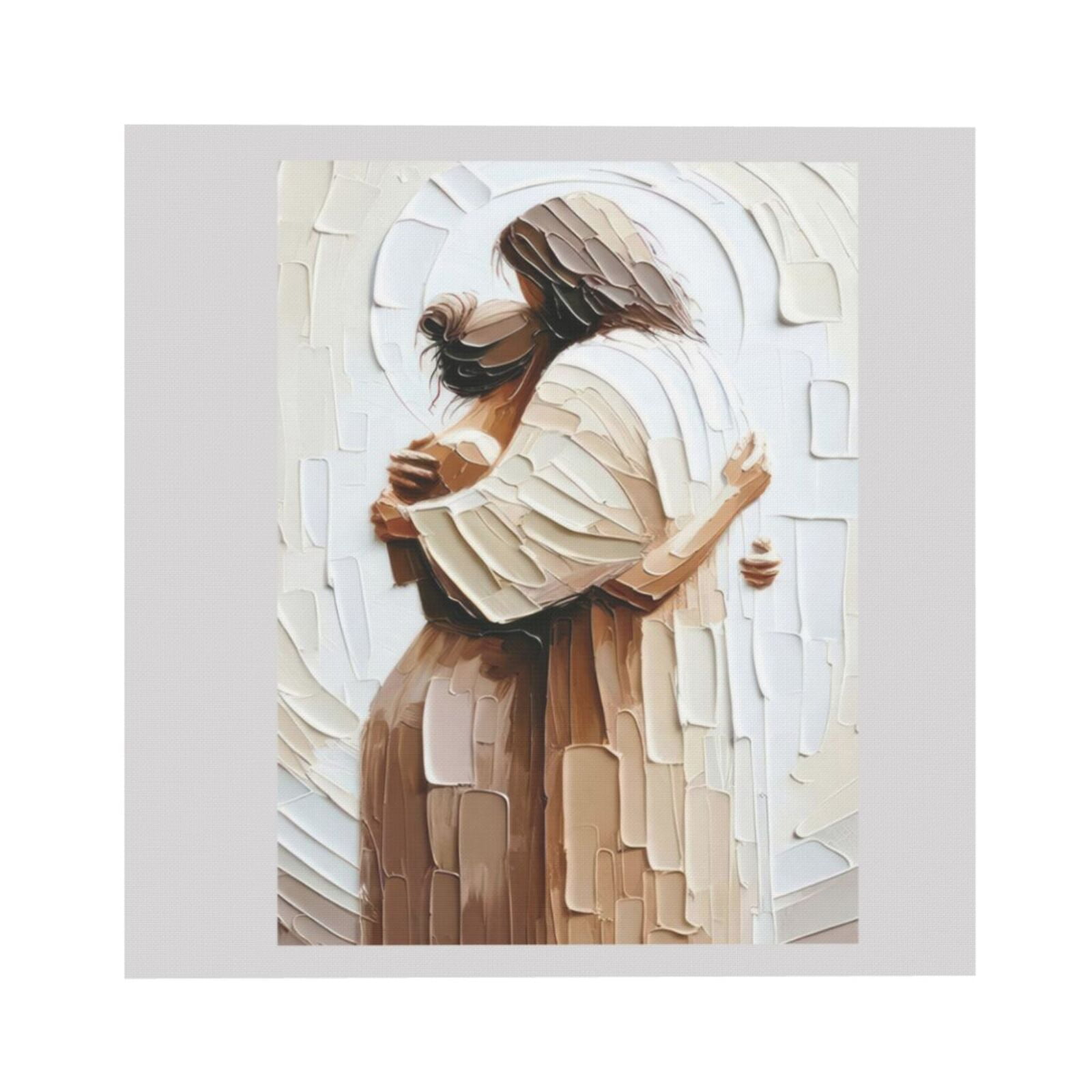 AOEX Floating Frame Jesus Embracing Woman Canvas Wall Art, Safe in His ...