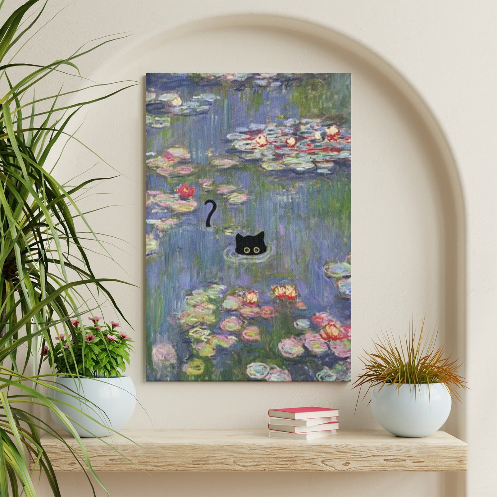 AOEX Floral Funny Black Cat Canvas Wall Art Famous Oil Paintings Black ...