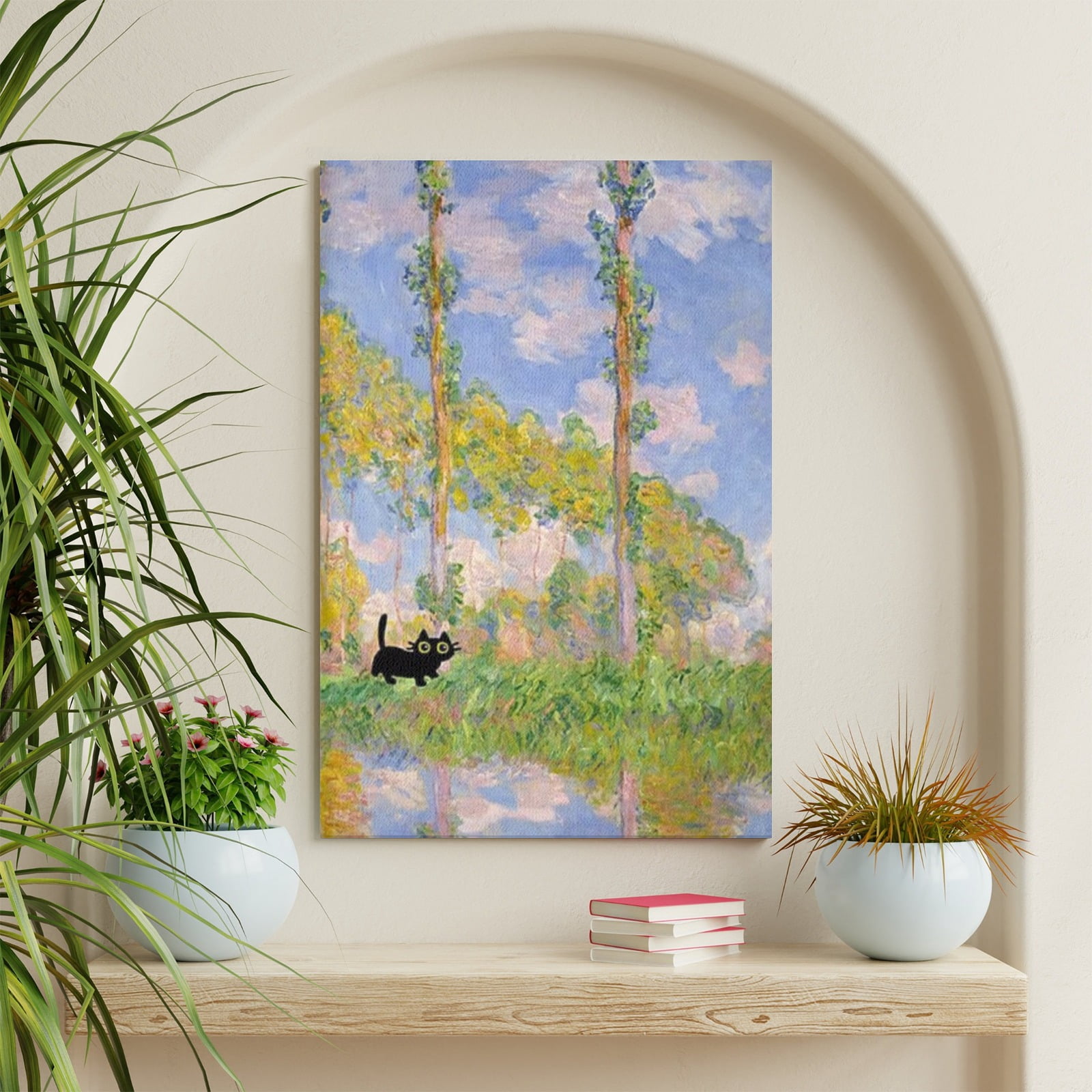 AOEX Floral Funny Black Cat Canvas Wall Art Famous Oil Paintings Black ...