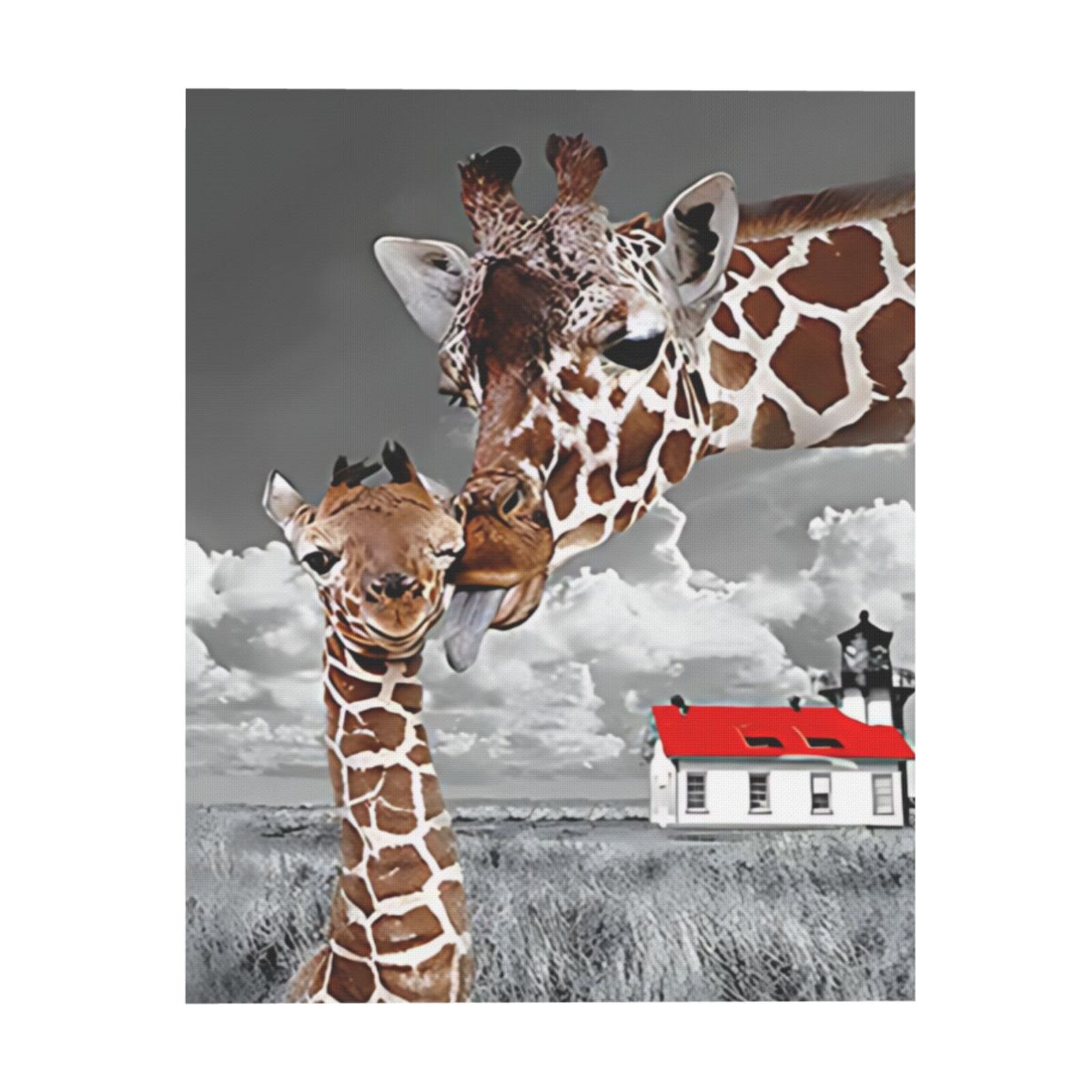 AOEX Giraffe Canvas Wall Art Animal Print Pictures Photo Farmhouse ...