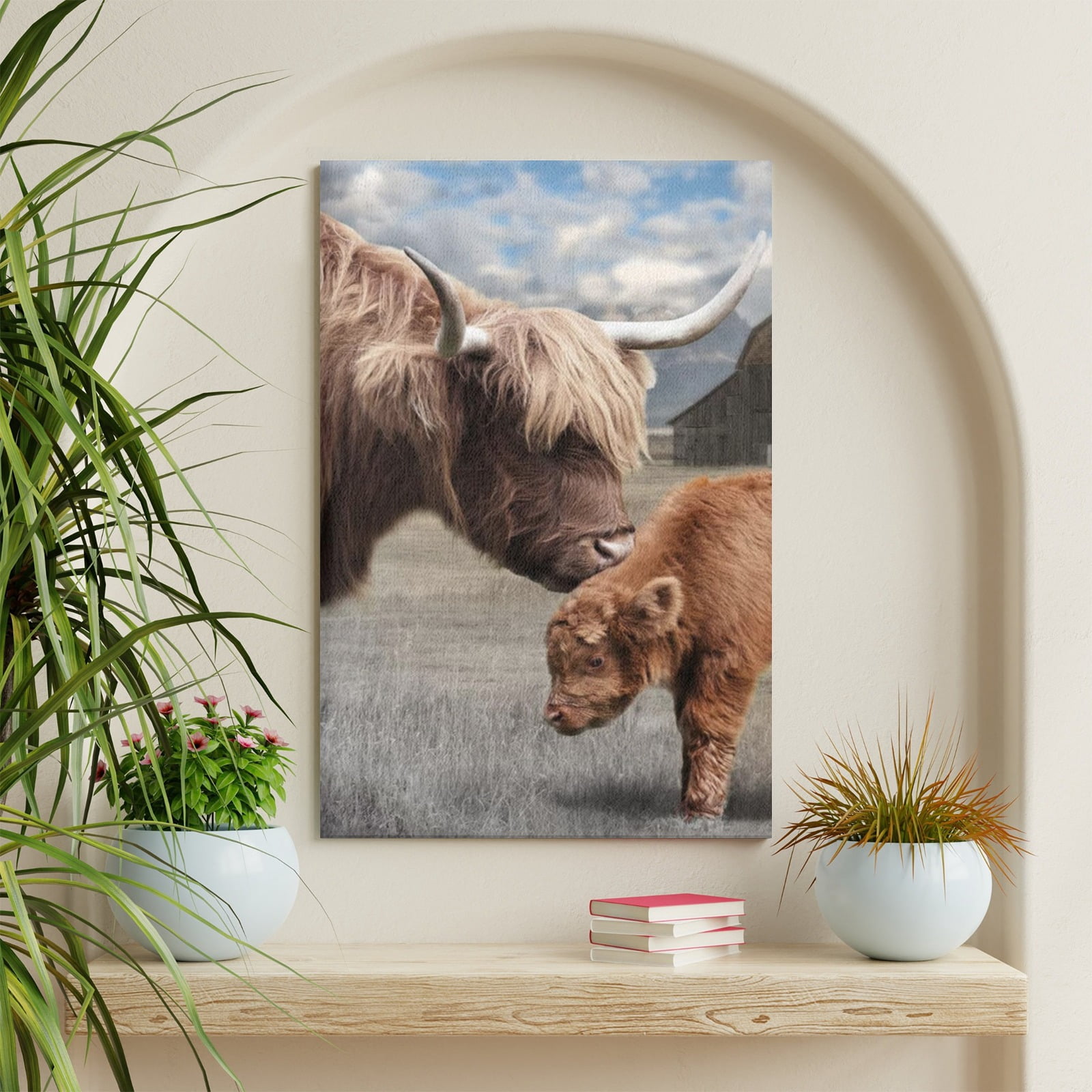 AOEX Highland Cattle Wall Art with Long Horns Picture \u2013 Highland ...