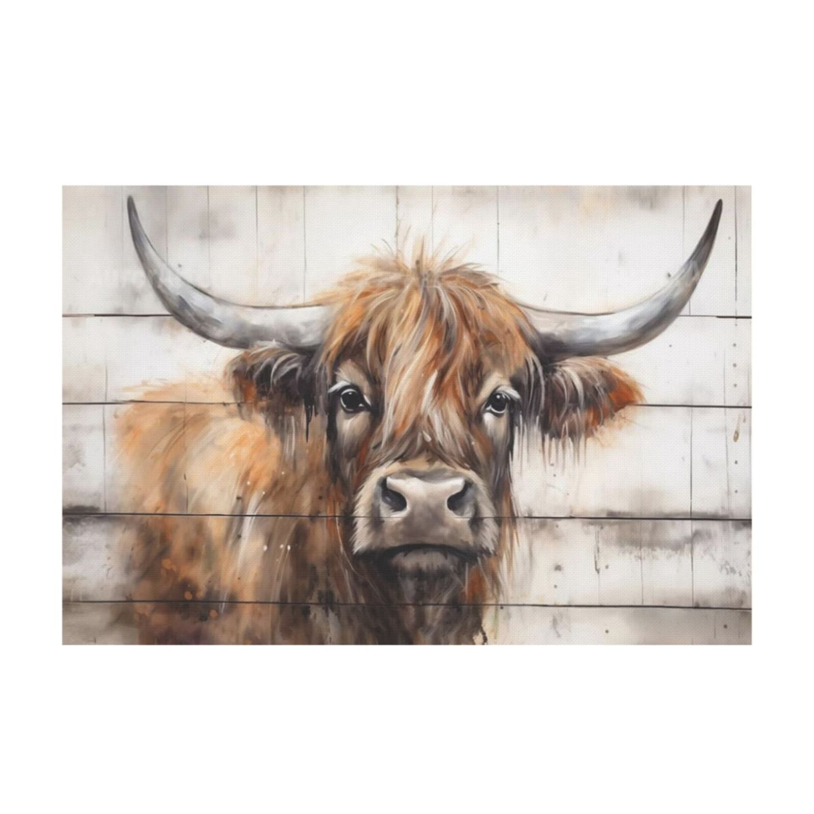 AOEX Highland Cow Canvas Print for Farmhouse Decor - Rustic Farm Wall ...