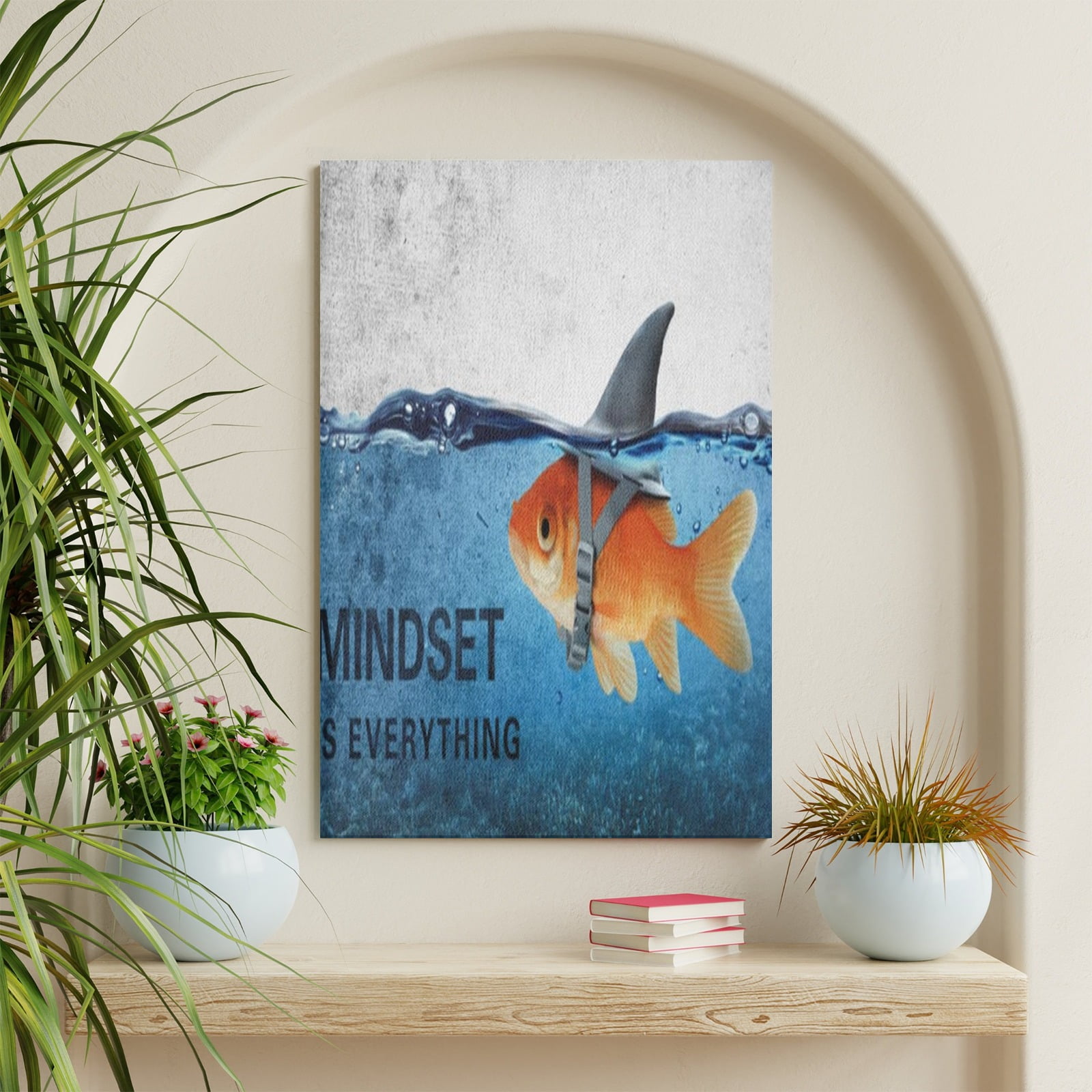 AOEX Inspirational Canvas Wall Art Quotes Abstract Blue Goldfish Shark ...