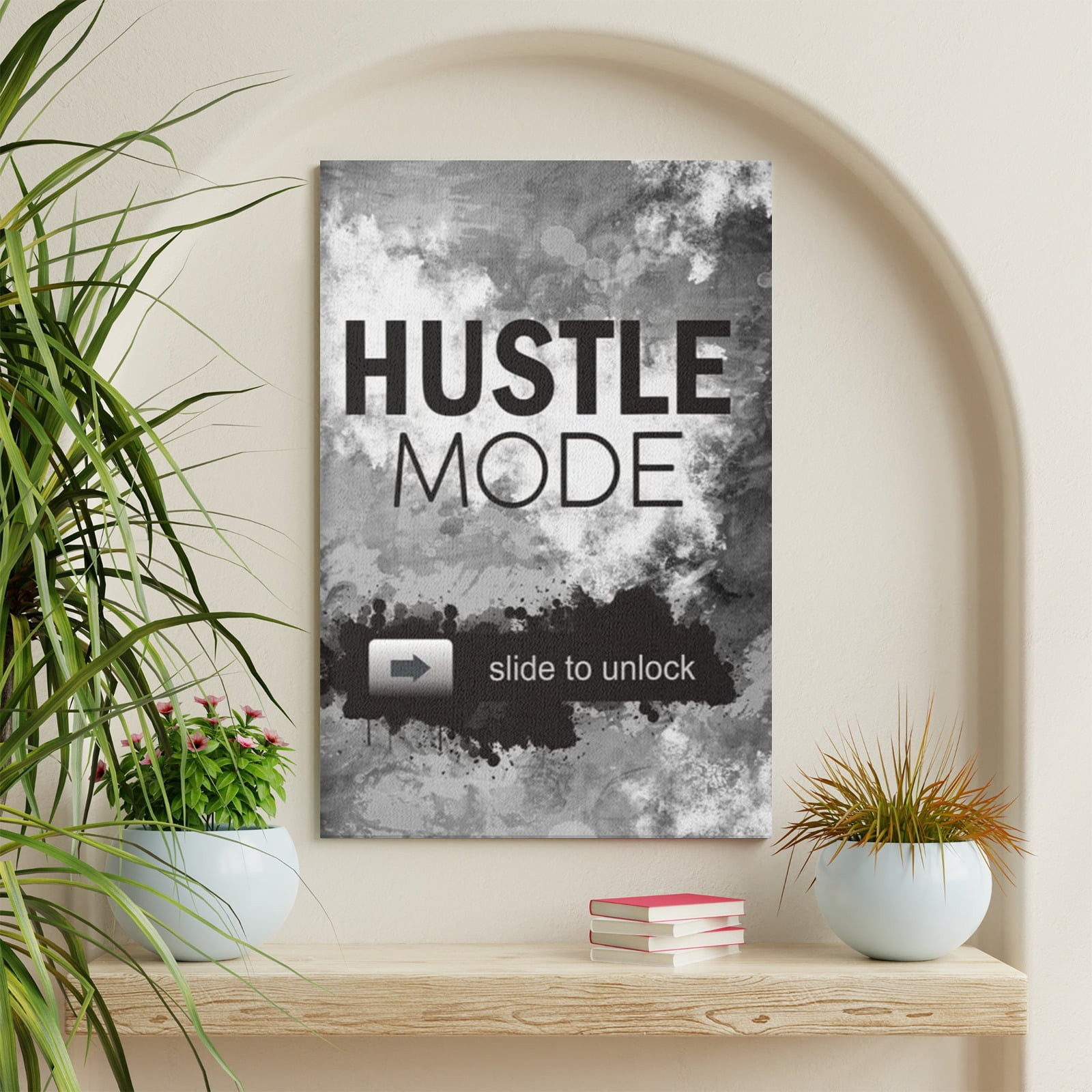 AOEX Inspirational Hustle Wall Art Retro Black Grey Motivational Quotes ...