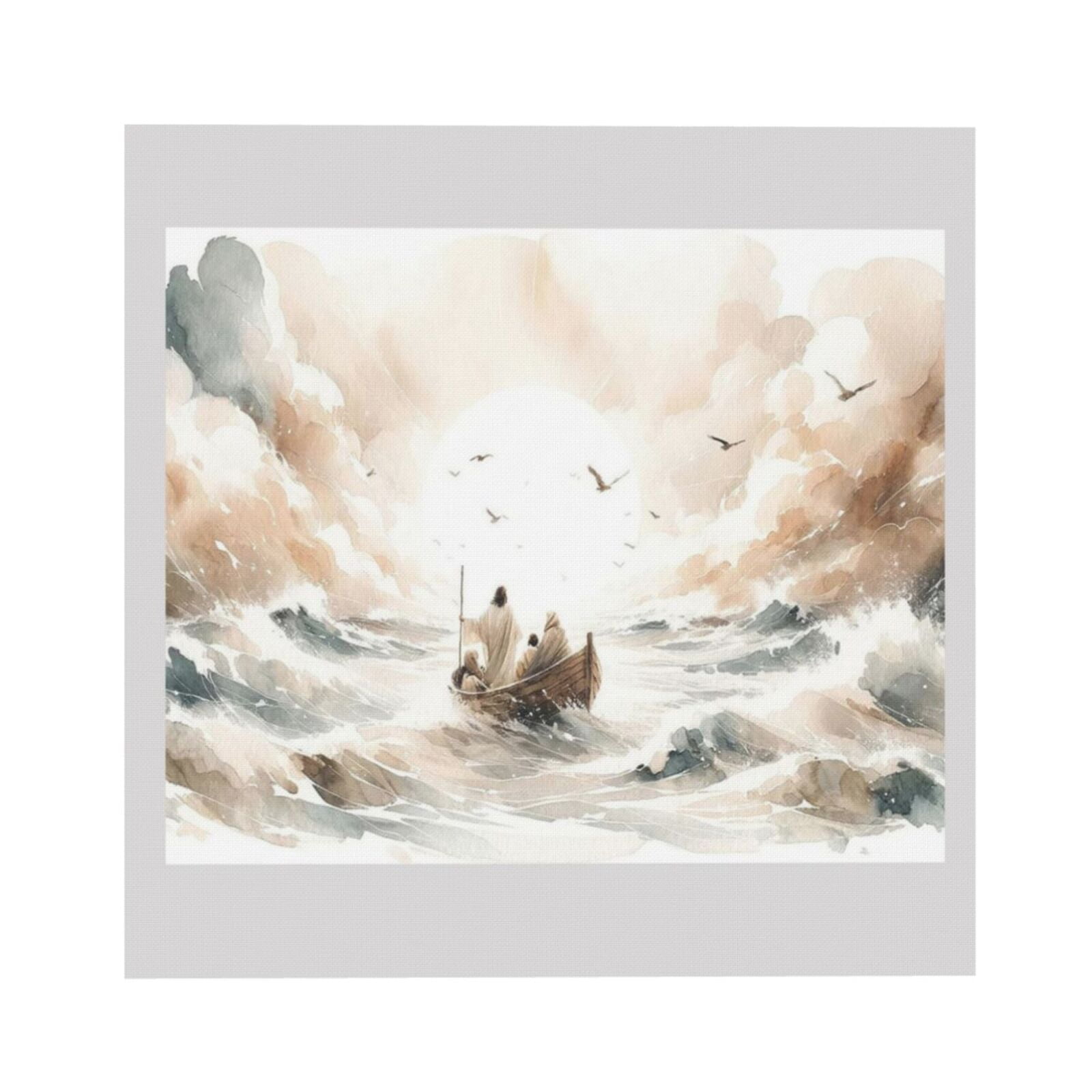AOEX Jesus Calms The Storm Canvas Wall Art Watercolor Jesus At Sea Wall ...
