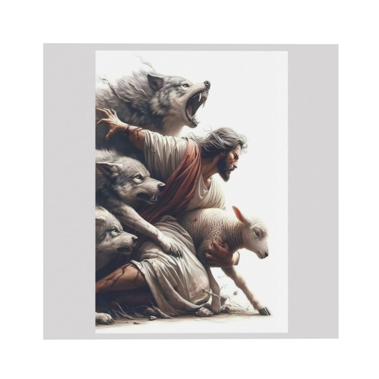 AOEX Jesus Christian Wall Art, Jesus Saves the Lost Lamb Canvas ...