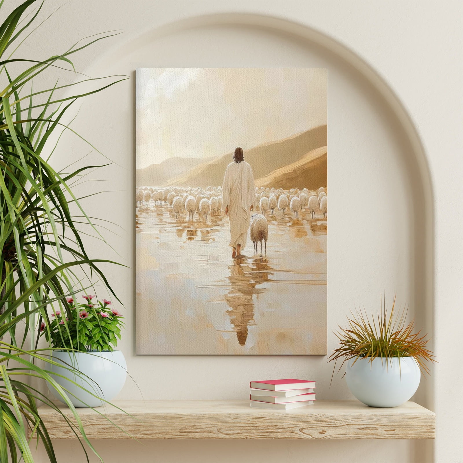 AOEX Jesus Leaves The 99 Sheep Wall Art Jesus Leads The Lost Lamb Wall ...