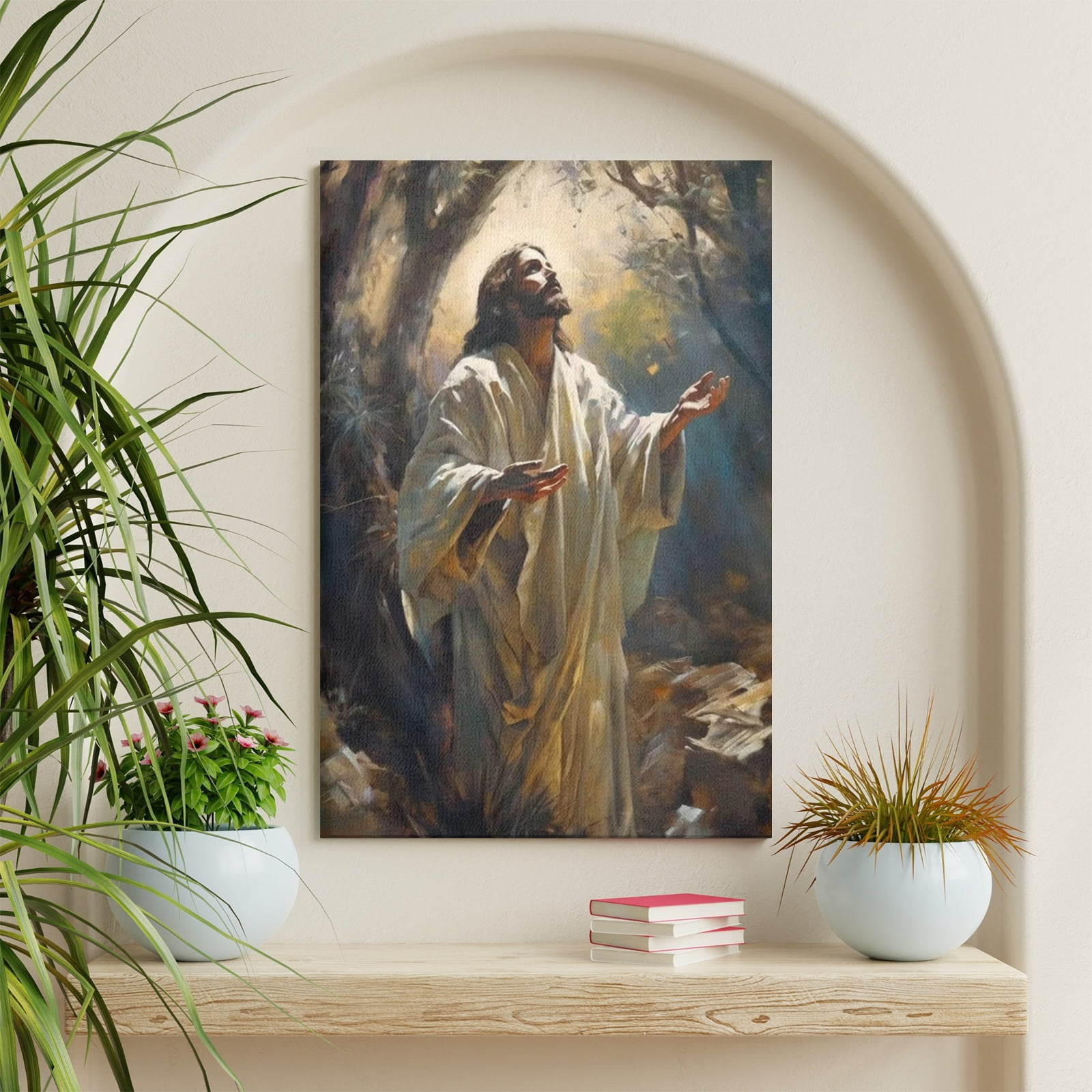 AOEX Jesus pray Canvas Wall Art Christian Wall Decor Picture Painting ...