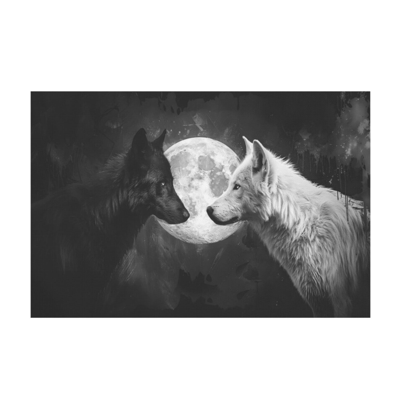 AOEX Large Black and White Wolf Wall Art Full Moon and Wolf Posters ...