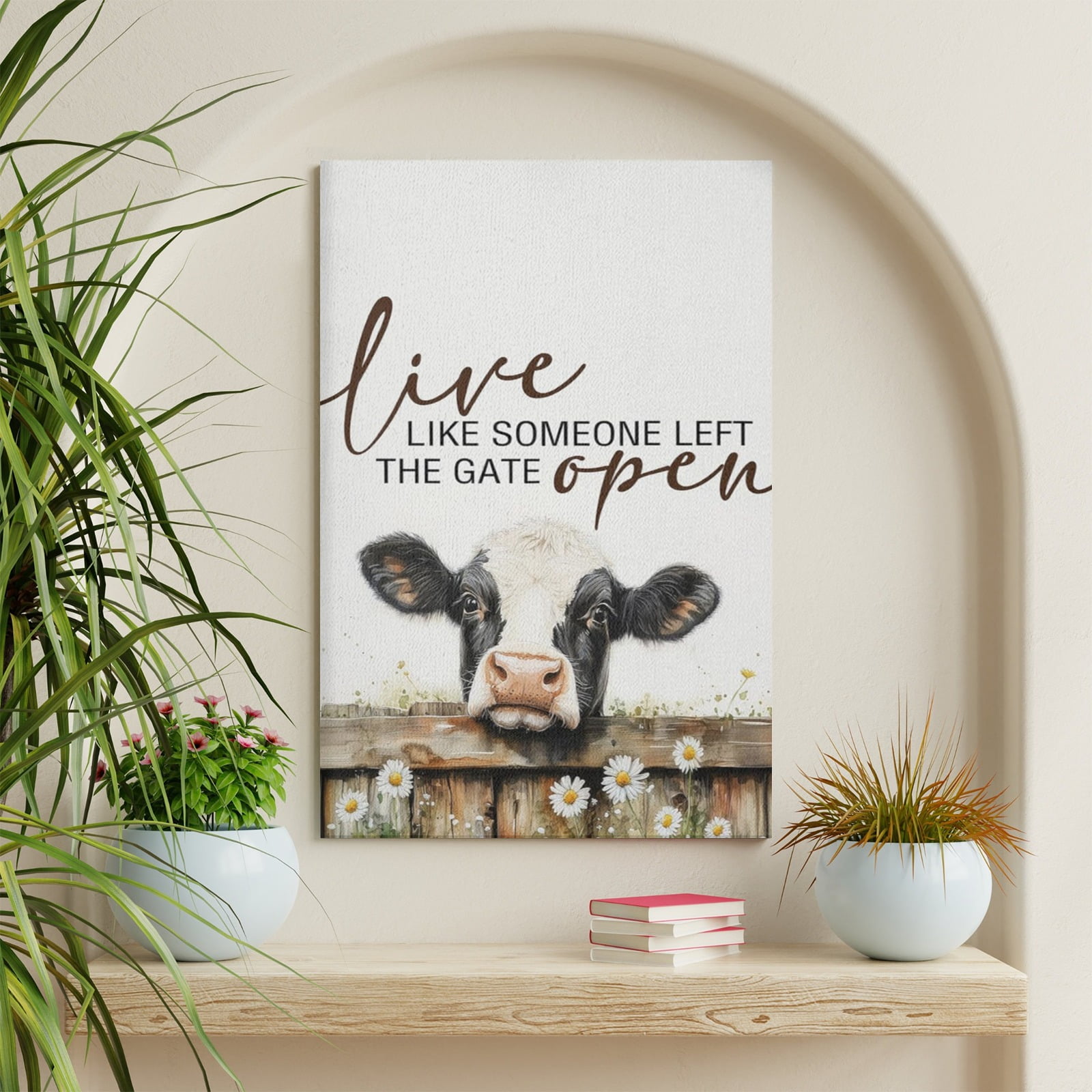 AOEX Live Like Someone Left the Gate Open Cow Wall Art,Farm Cottagecore ...