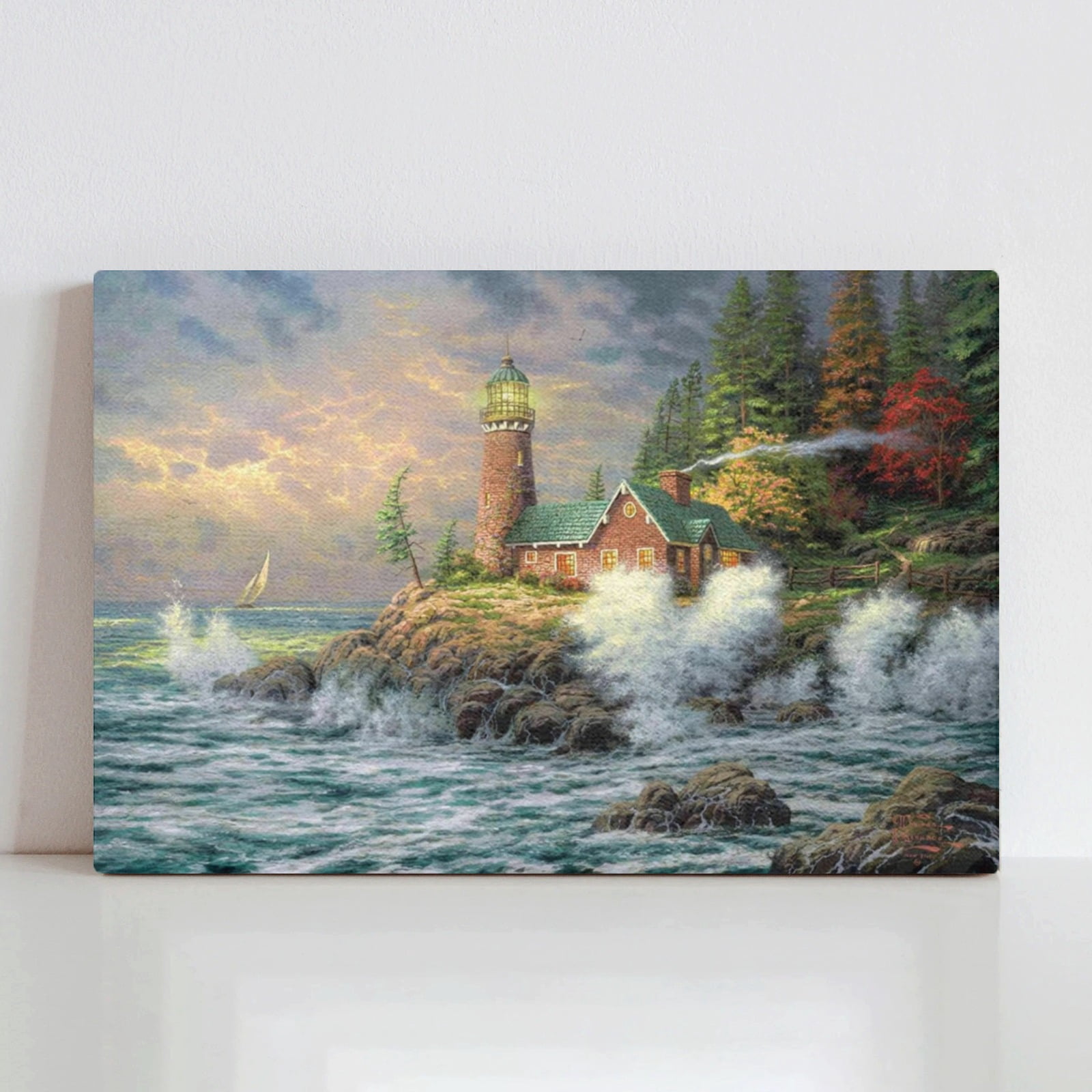 AOEX Luxury Lighthouse Sunset Canvas Wall Art Lighthouse Sunset Canvas ...