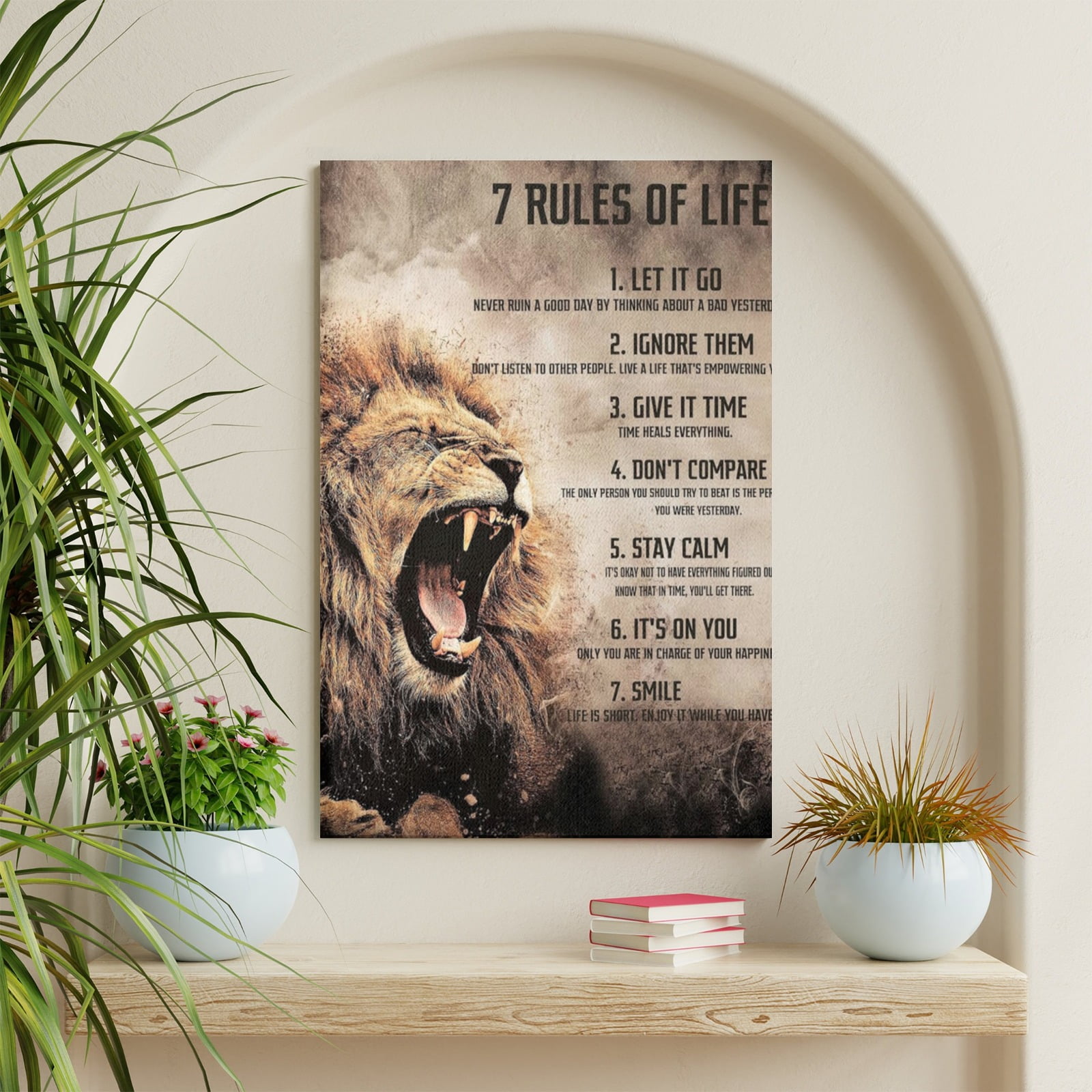 AOEX Motivational Lion Wall Art King Animal Lion 7 Rules of Life Quotes ...