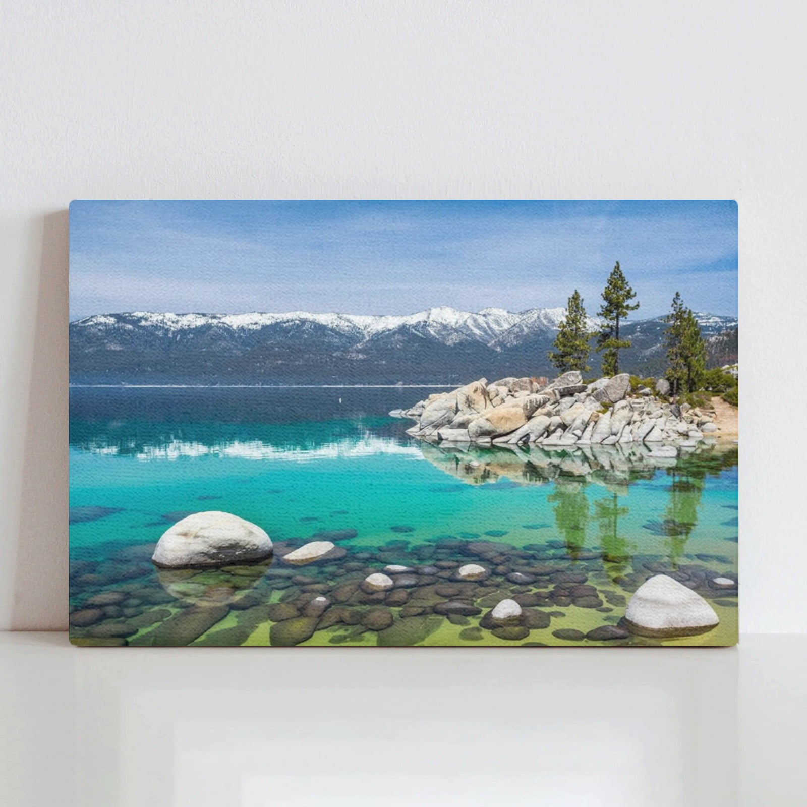 AOEX Nature Lake Tahoe Canvas Wall Art Vibrant Forest Rocky Lake ...