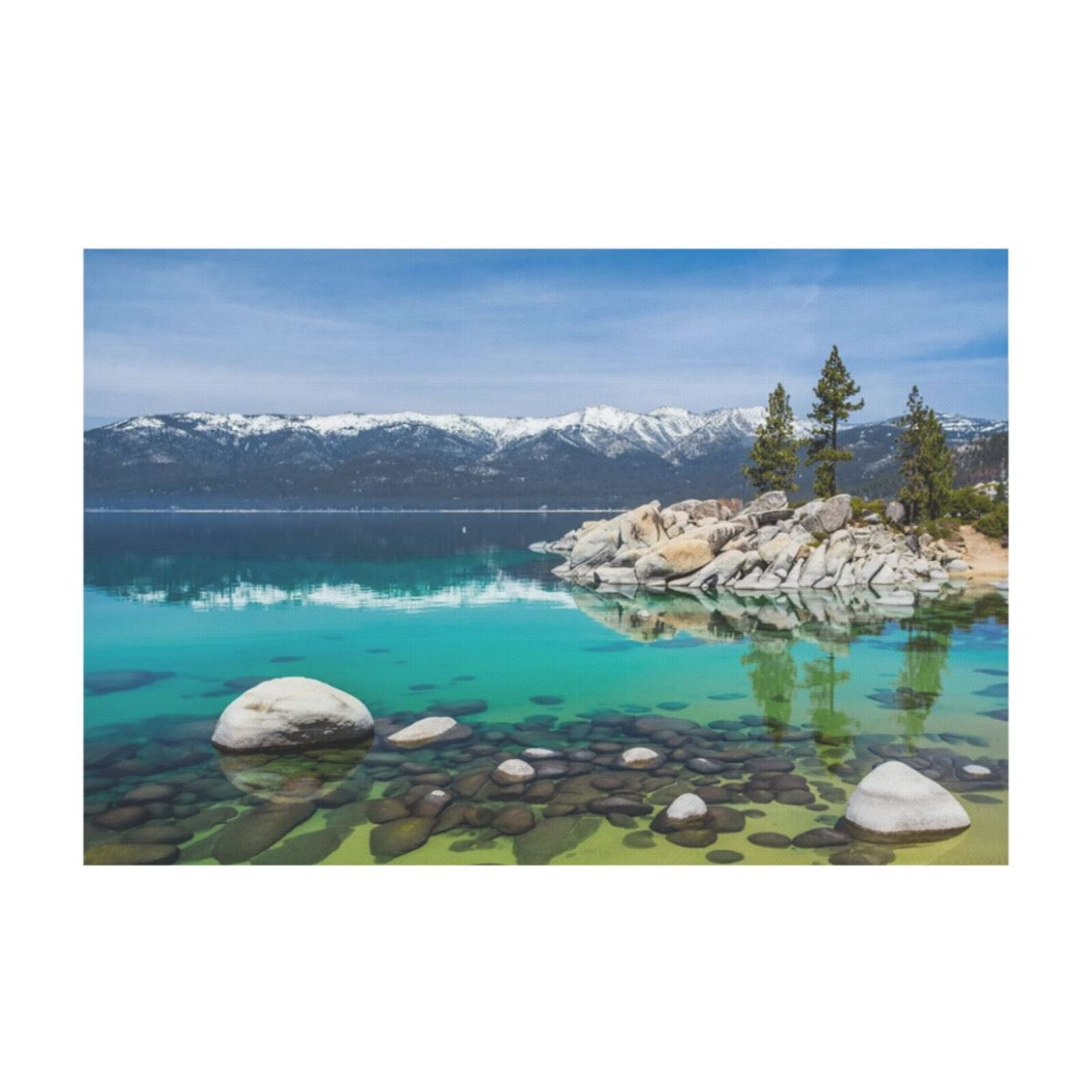 AOEX Nature Lake Tahoe Canvas Wall Art Vibrant Forest Rocky Lake ...