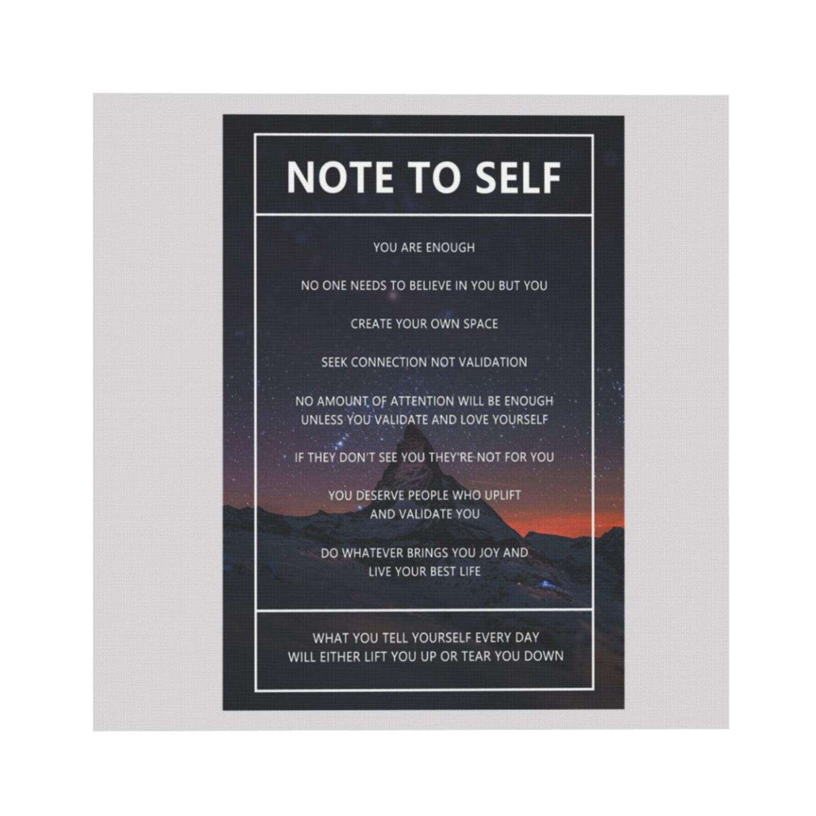 AOEX Note to Self Inspirational Wall Art Snow Mountain Starry Sky ...