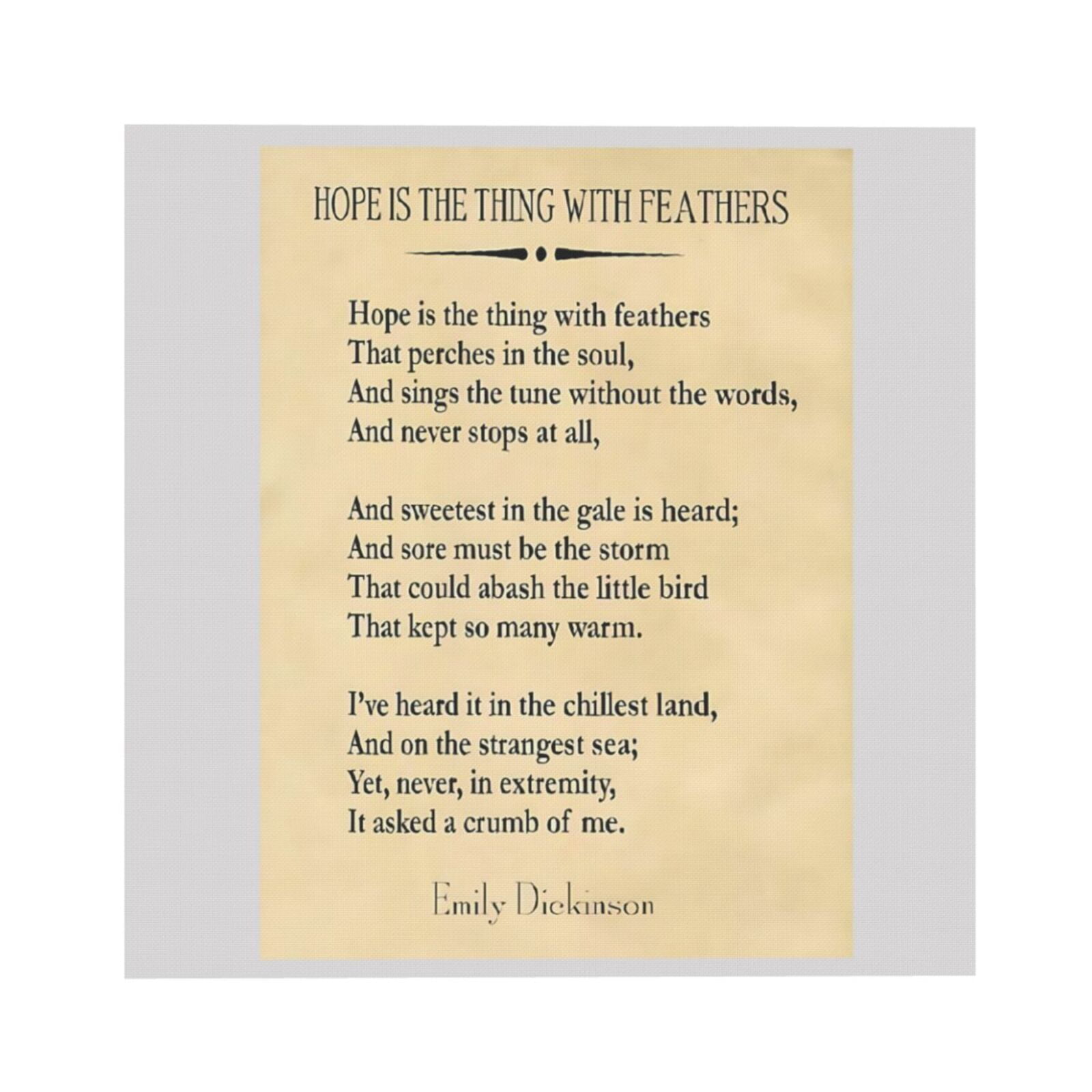 AOEX Poems Poster Hope Is The Thing With Feathers Wall Art Canvas ...