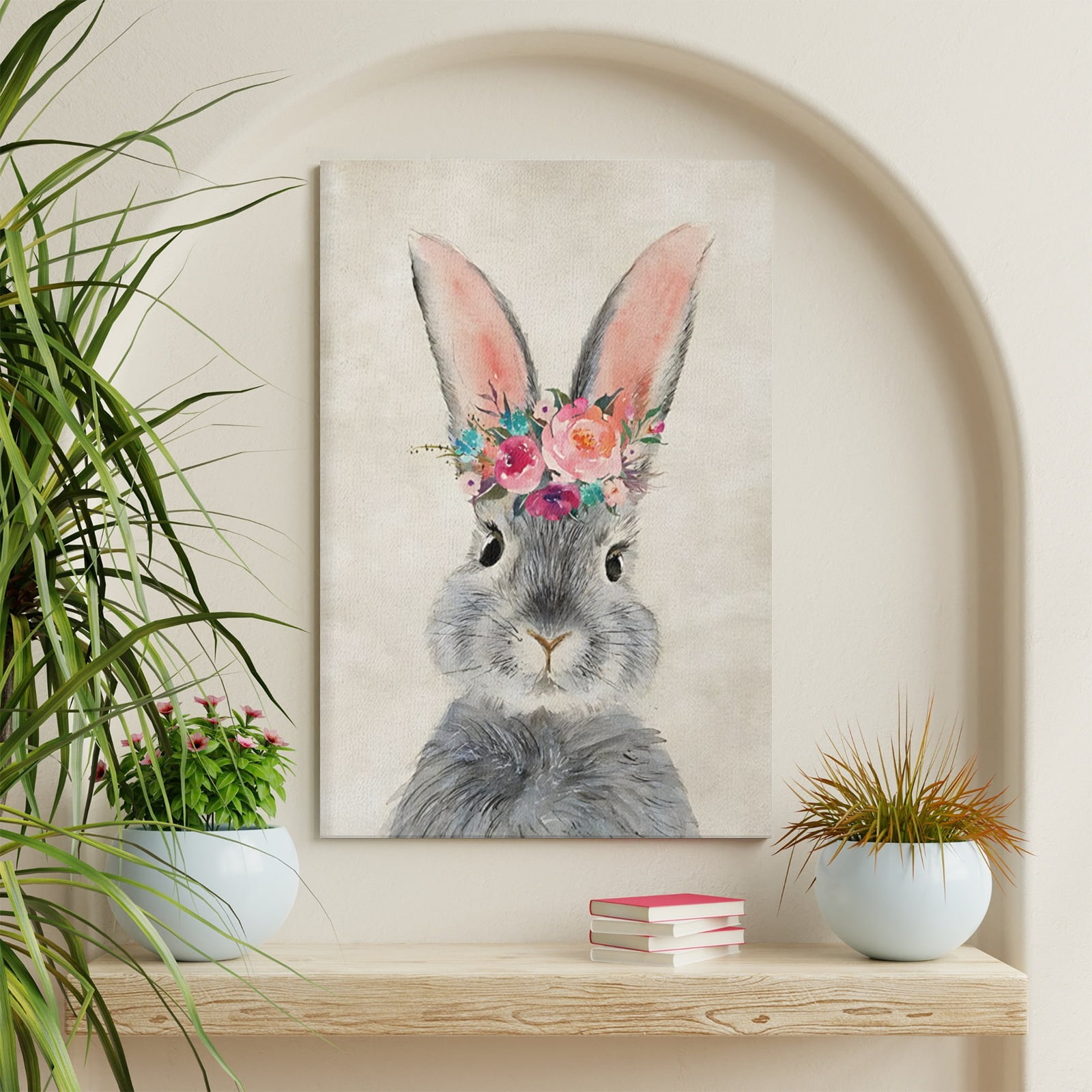 AOEX Retro Bunny Rabbit Canvas Wall Art Country Animal Painting Cute ...