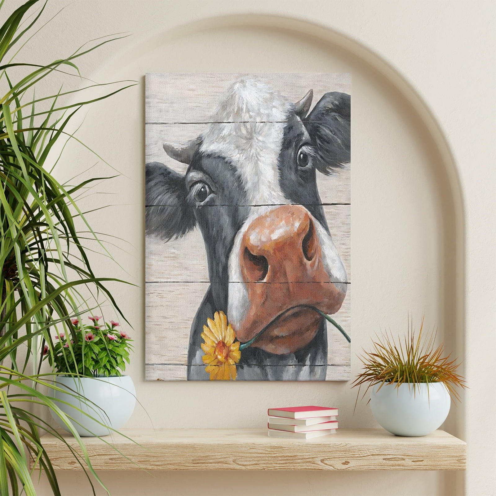 AOEX Rustic Cow Pictures Wall Decor: Farmhouse Cow Canvas Wall Art Farm ...