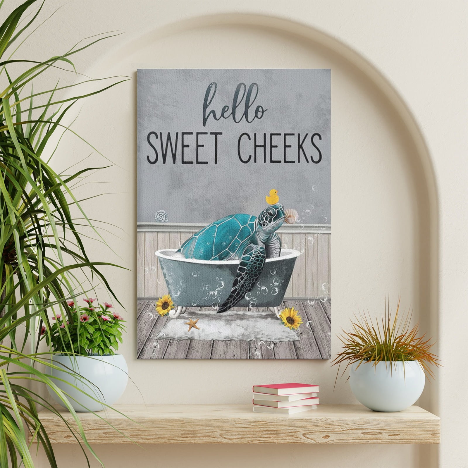 AOEX Sea Turtle Bathroom Decor Wall Art Funny Turtle Sitting in Bathtub ...