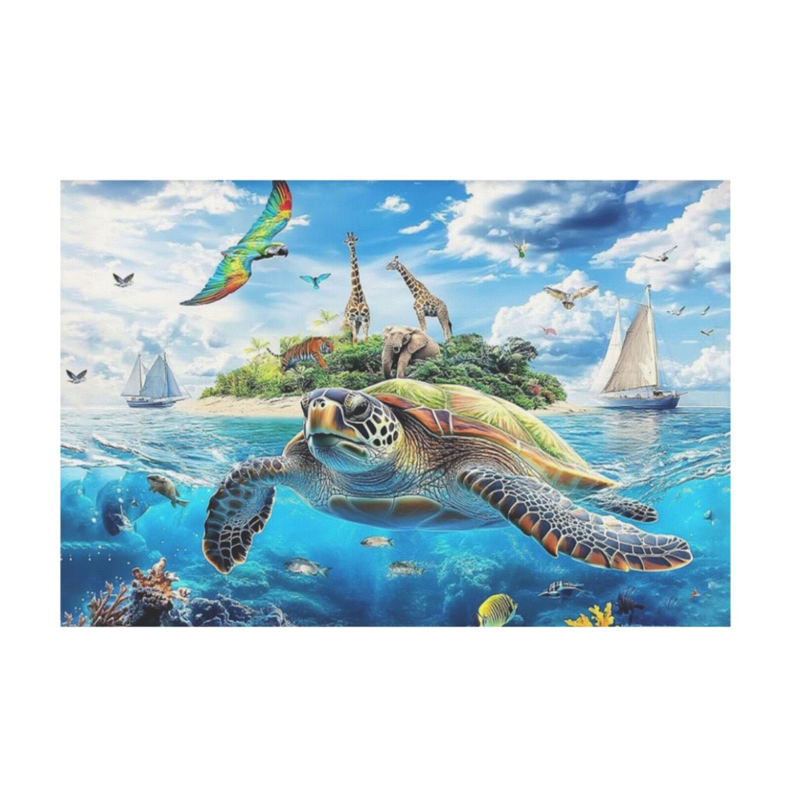 AOEX Sea Turtle Large Wall Art for Living Room Ocean Nautical Canvas ...