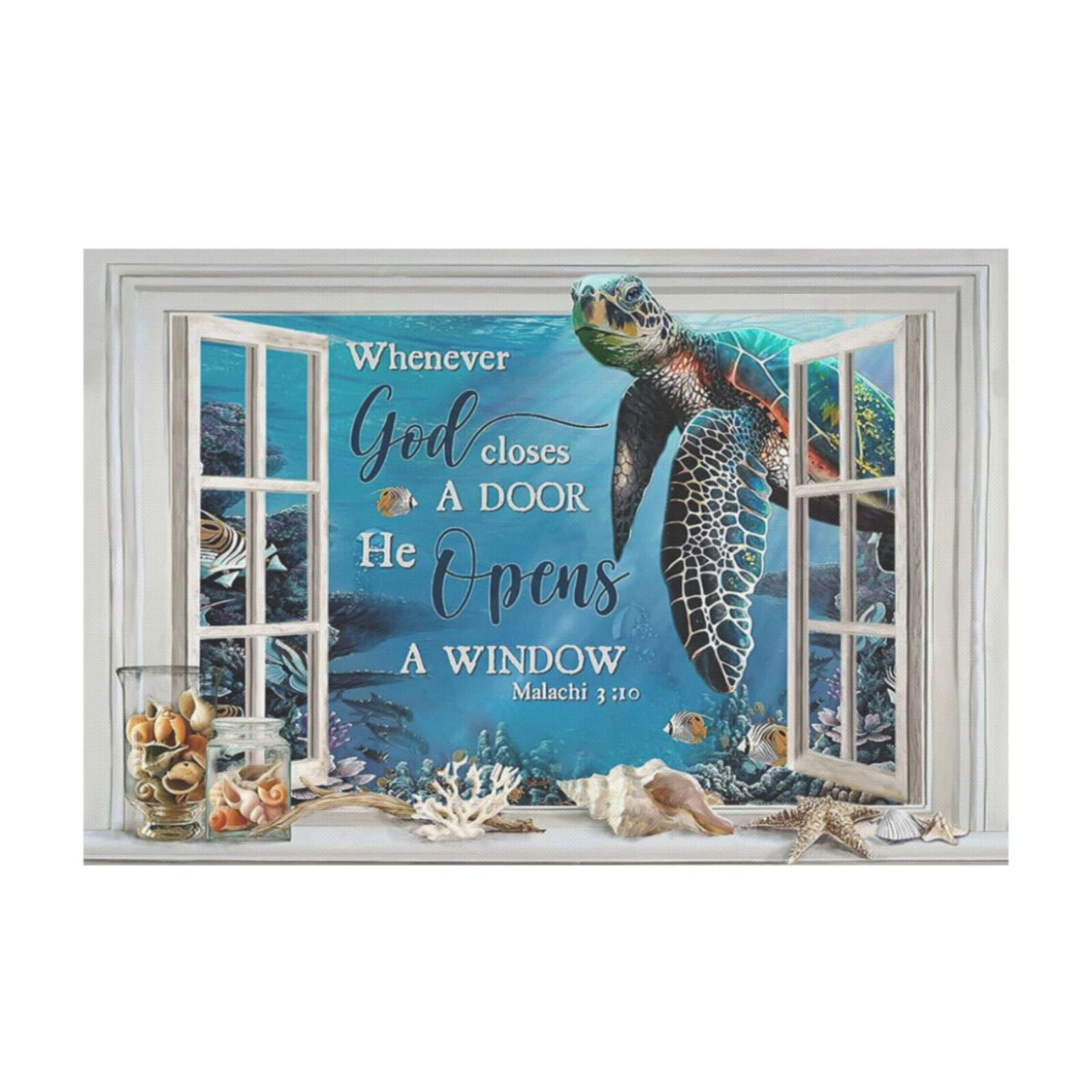 AOEX Sea Turtle Wall Art Window Sea Turtle Sea Shells Canvas Wall Decor ...