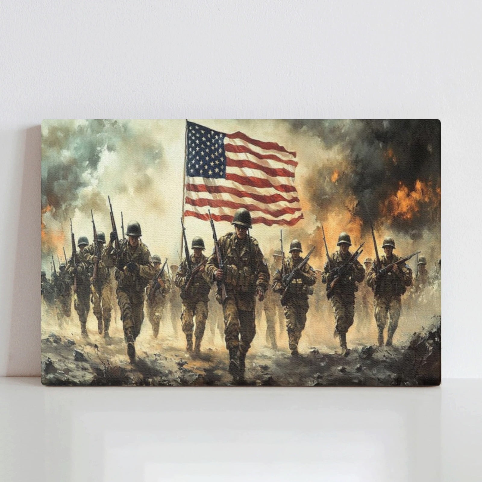 AOEX Soldier Large Wall Art for Patriotic American Flag Canvas Decor ...