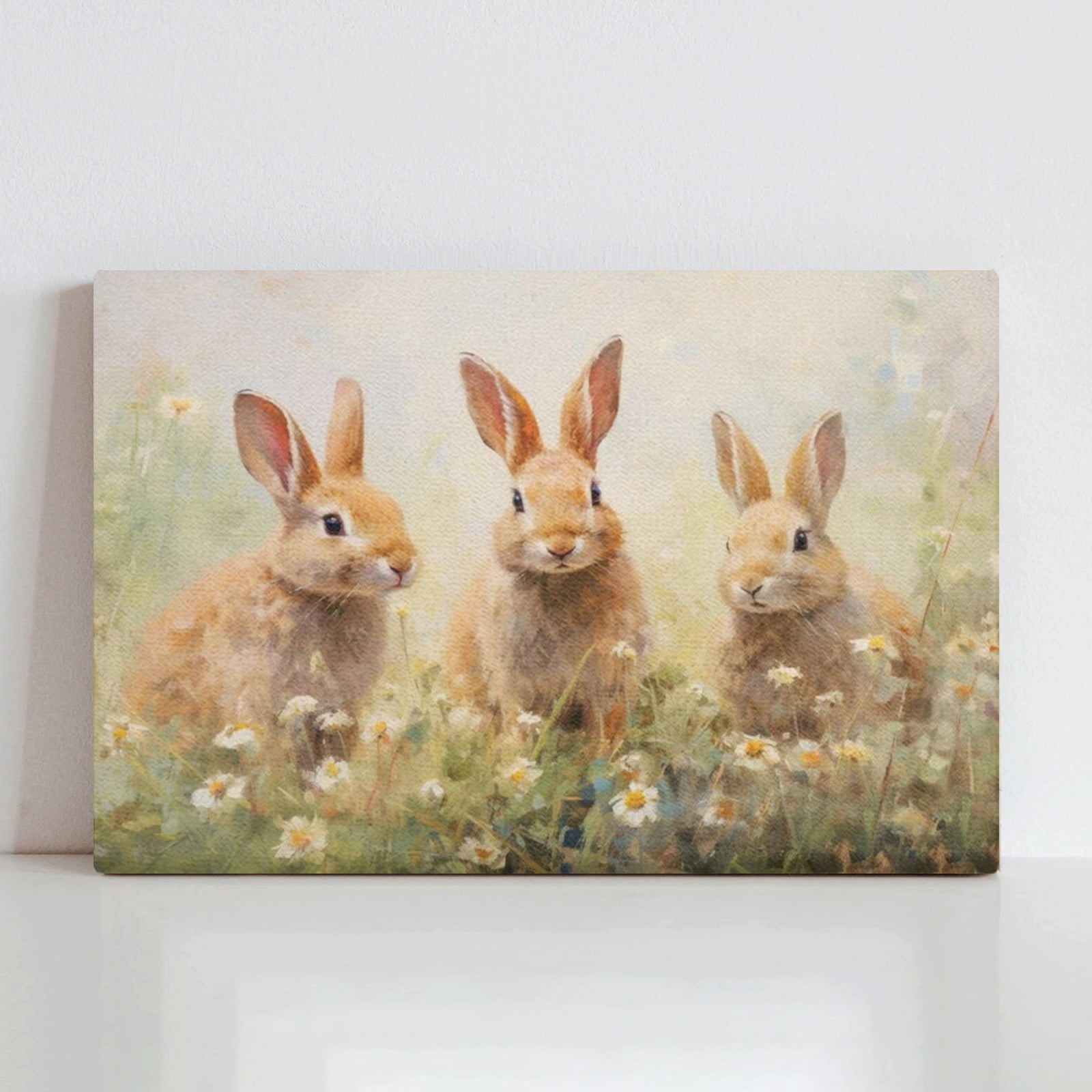 AOEX Springtime Decor Featuring Bunny Rabbits and Wildflowers, Vintage ...