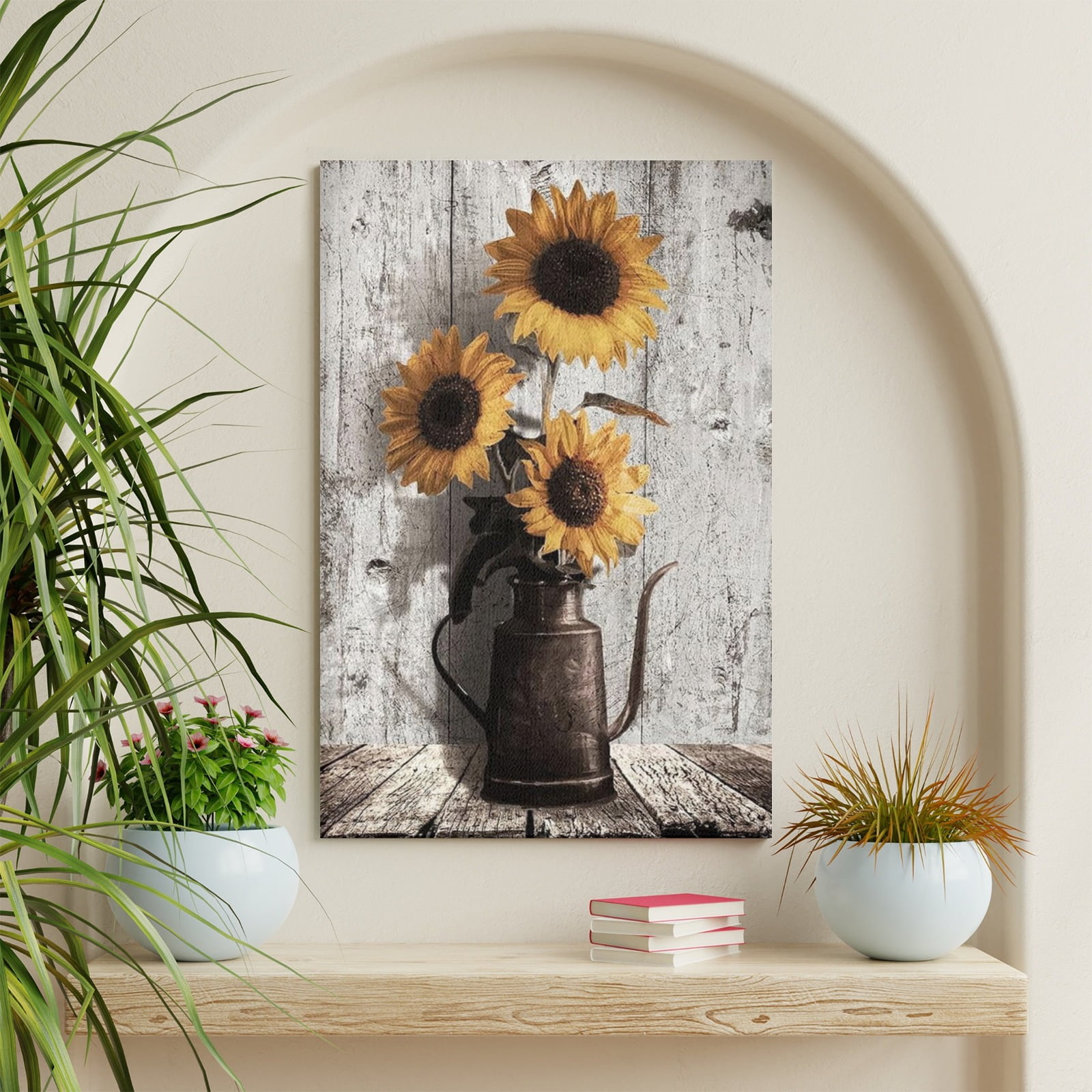 AOEX Sunflower Pictures Farmhouse Wall Art: Rustic Sunflower Paintings ...