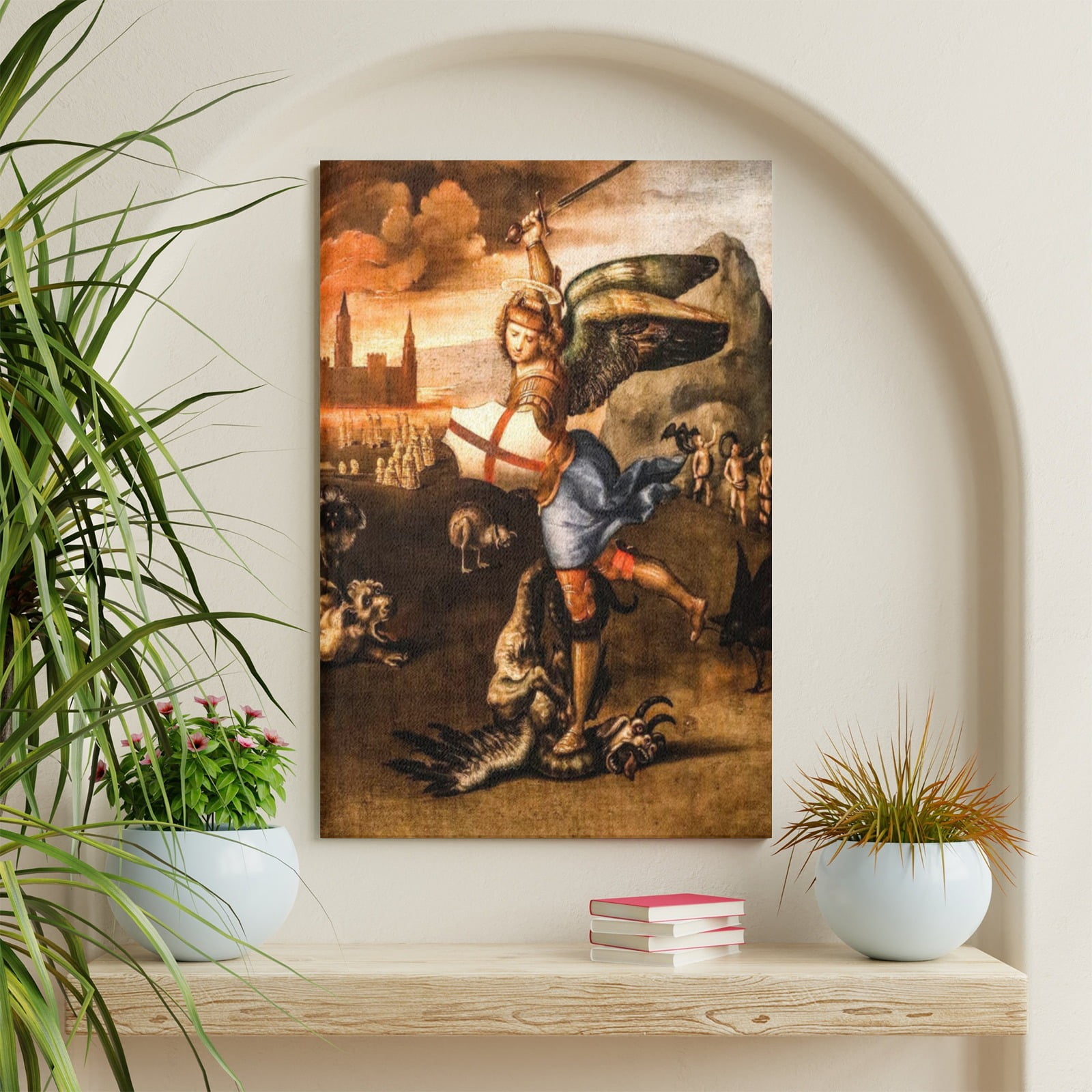 AOEX Vintage Art Decoration Saint Michael The Archangel Oil Painting ...