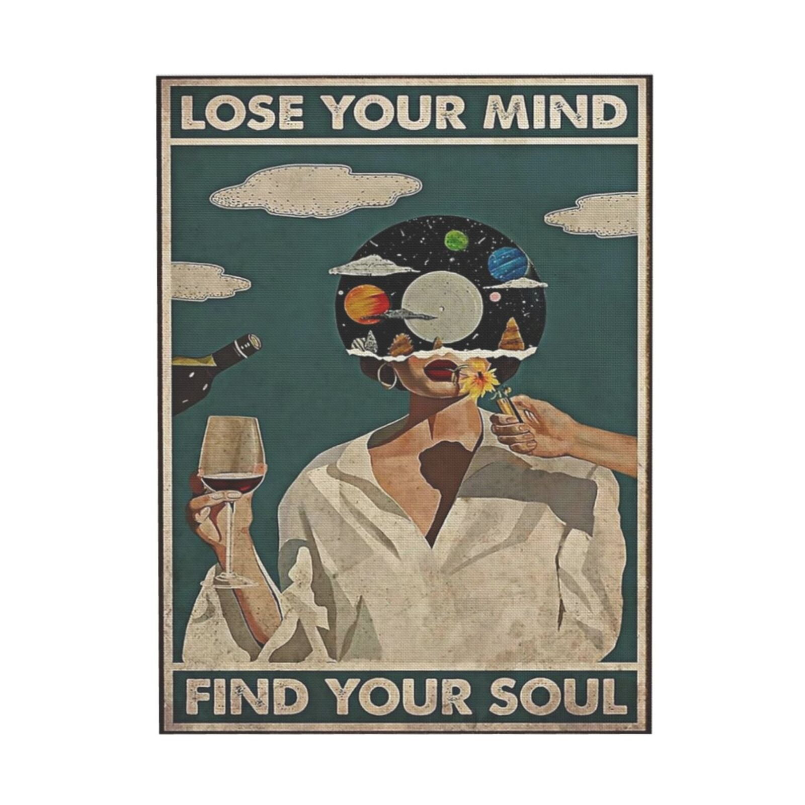 AOEX Vintage Lose Your Mind Find Your Soul Poster Mental Health Canvas Wall Art Abstract ...