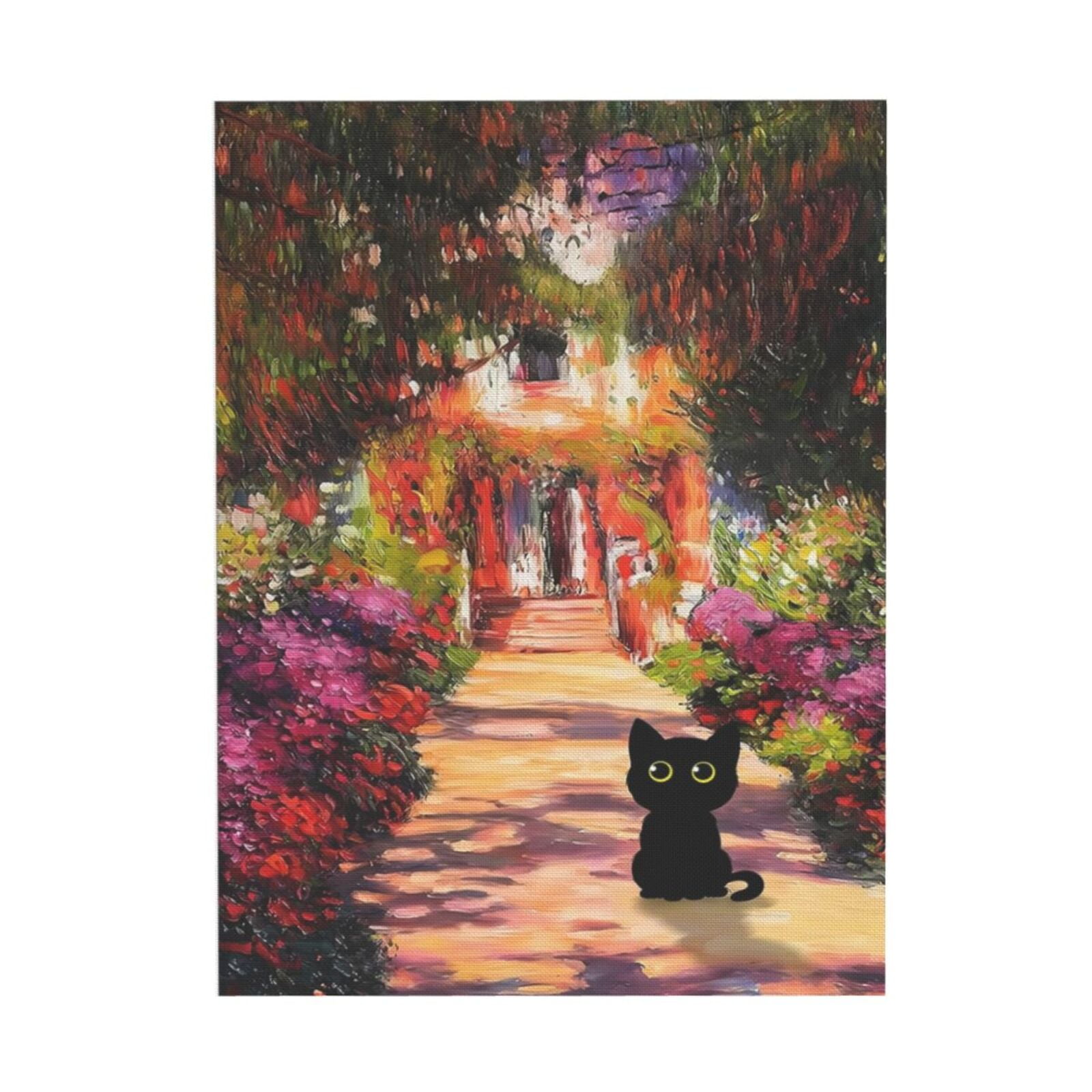 AOEX Vintage Monet Garden Cat Canvas Wall Art Famous Oil Paintings ...