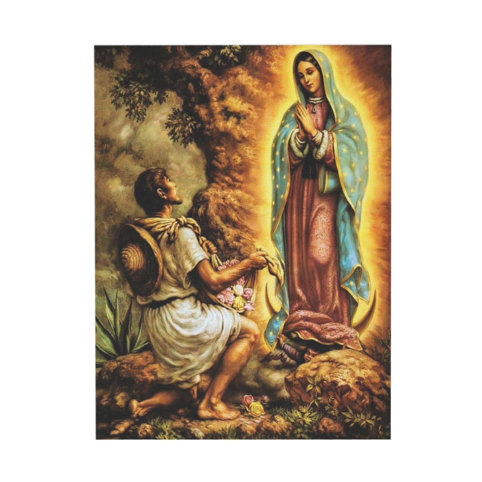 AOEX Vintageic Art Decoration Virgen De Guadalupe and Juan Diego Oil ...