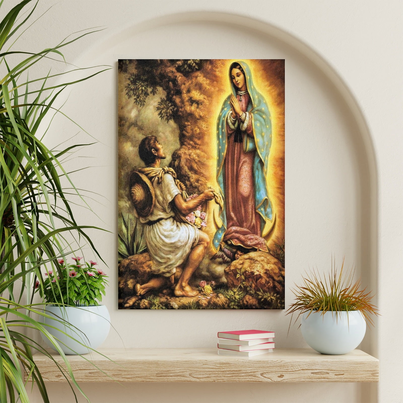 AOEX Vintageic Art Decoration Virgen De Guadalupe and Juan Diego Oil ...